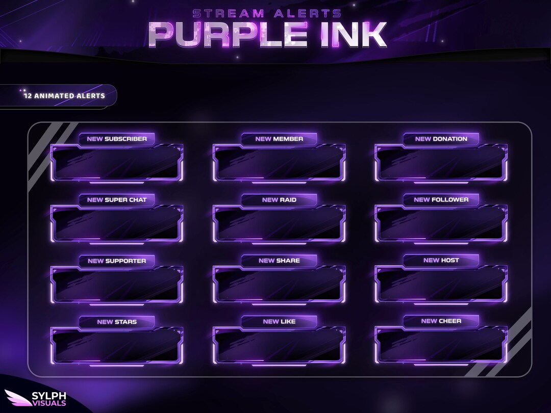 Twitch Animated Alerts - Purple Ink - Animated Alerts - Dark Alerts ...