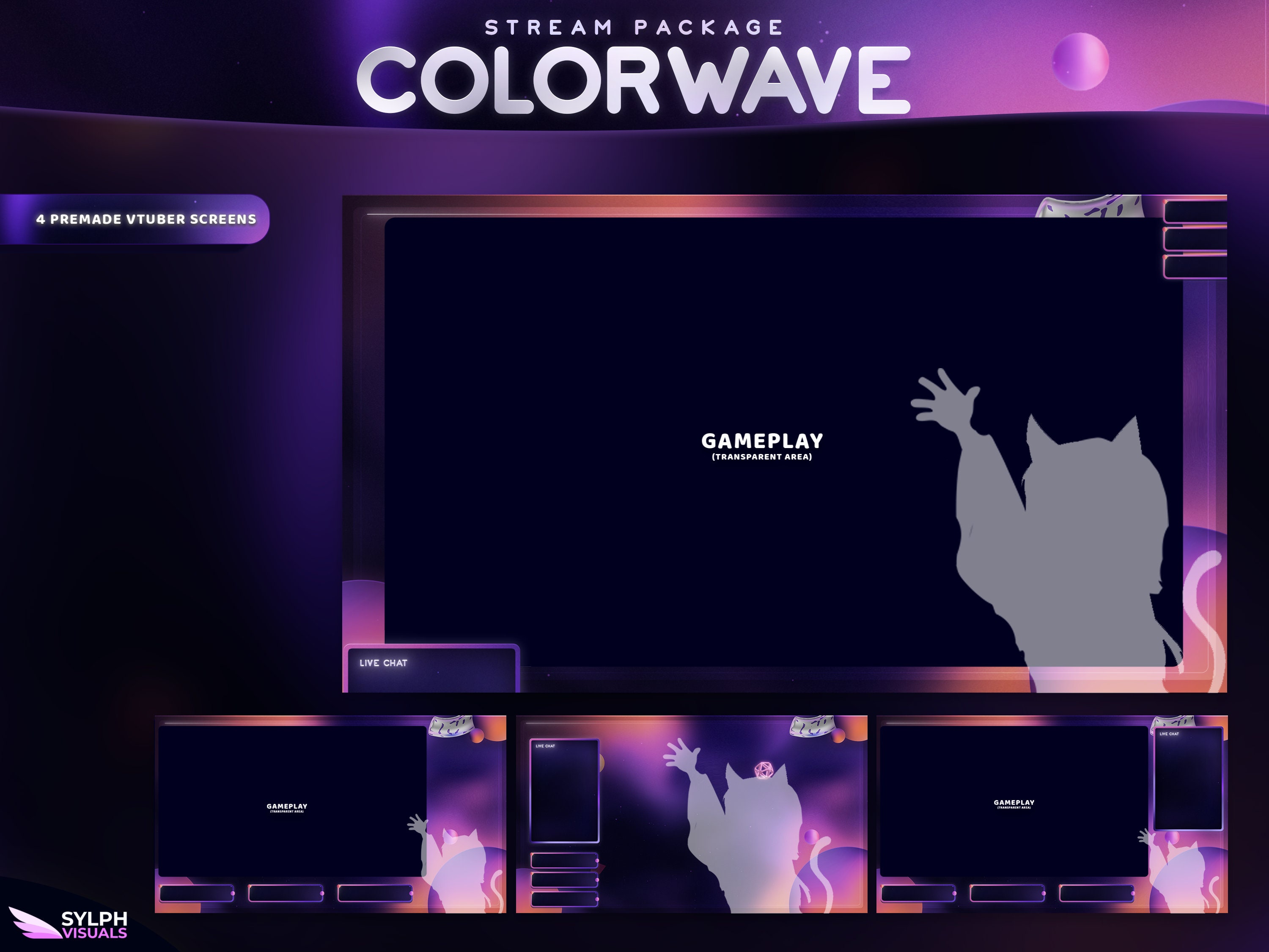 Colorwave Twitch Overlay Animated Alerts Animated Screens Panels Space ...