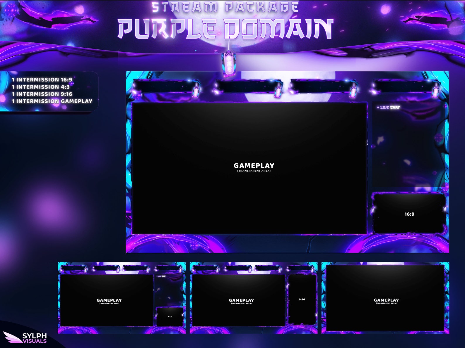 Purple Domain - Twitch Overlay - Animated Alerts - Animated Screens ...