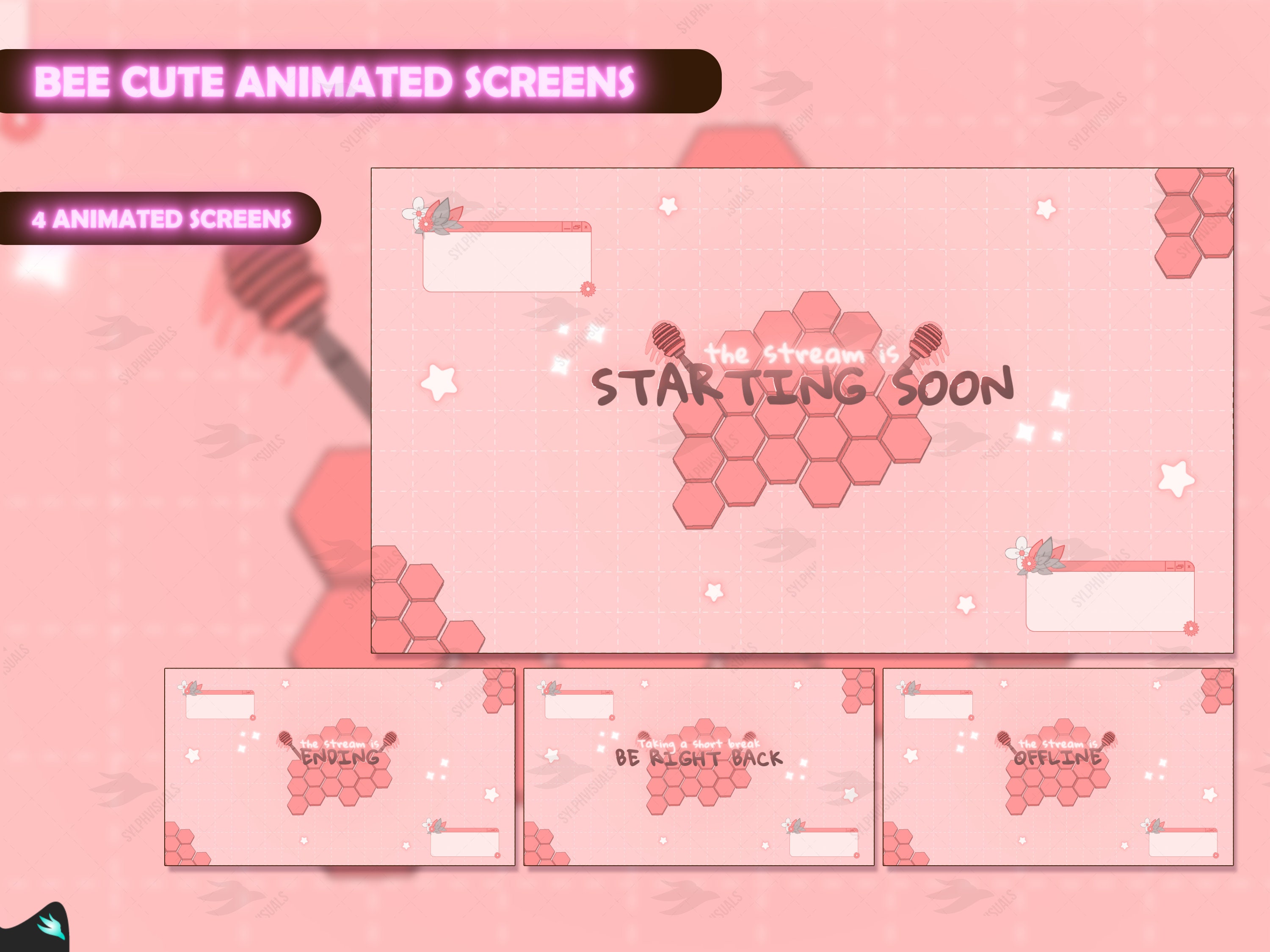 Stream Package Cute Bee Twitch Overlay Animated Alerts Animated Screens ...