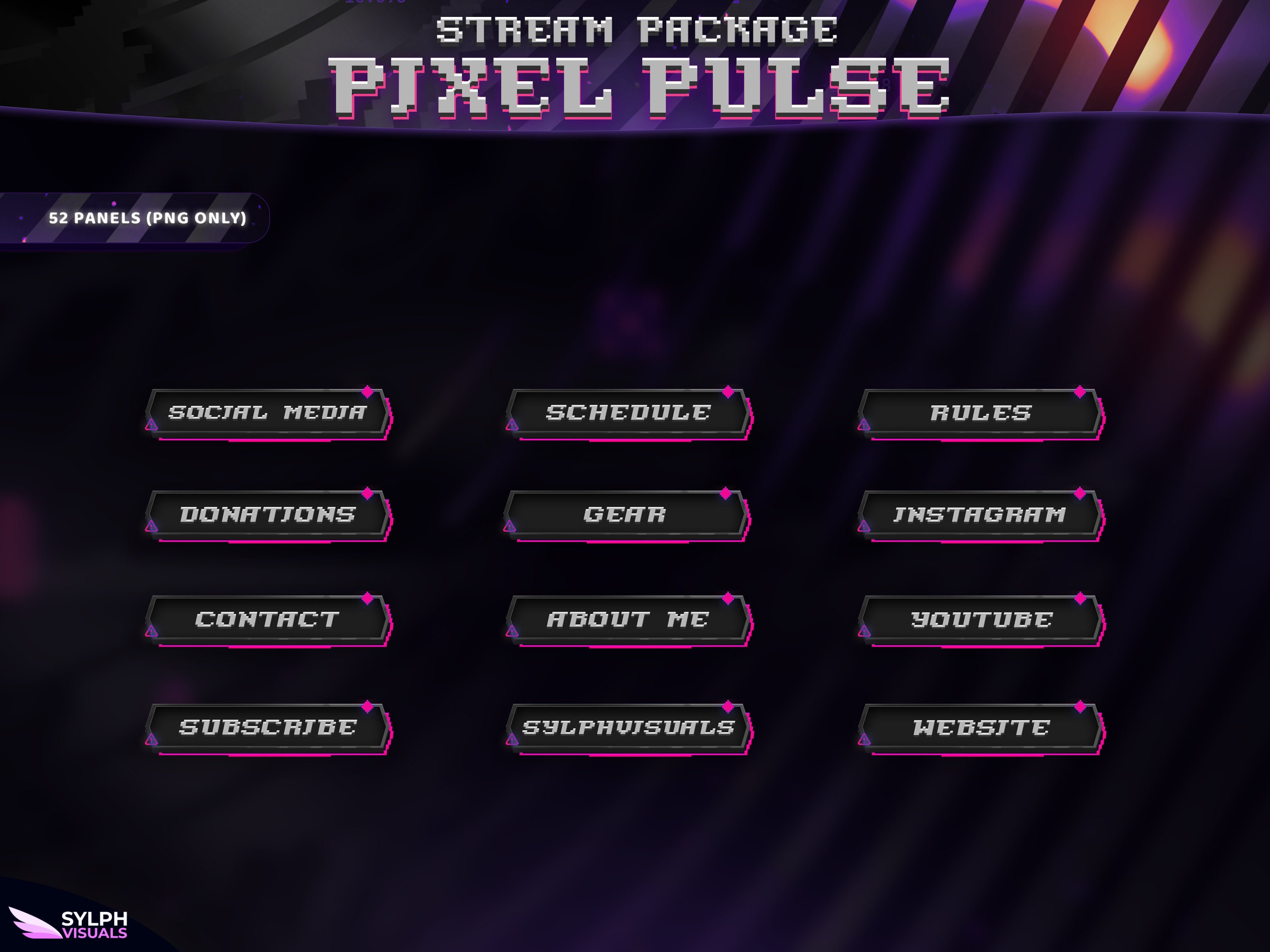Pixel Pulse Twitch Overlay Animated Alerts Animated Screens Pixel Art ...