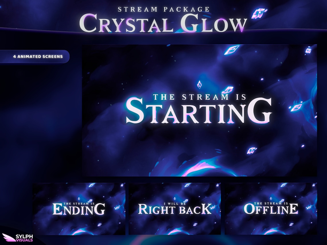 Crystal Glow Twitch Overlay Animated Alerts Animated Screens Glow ...