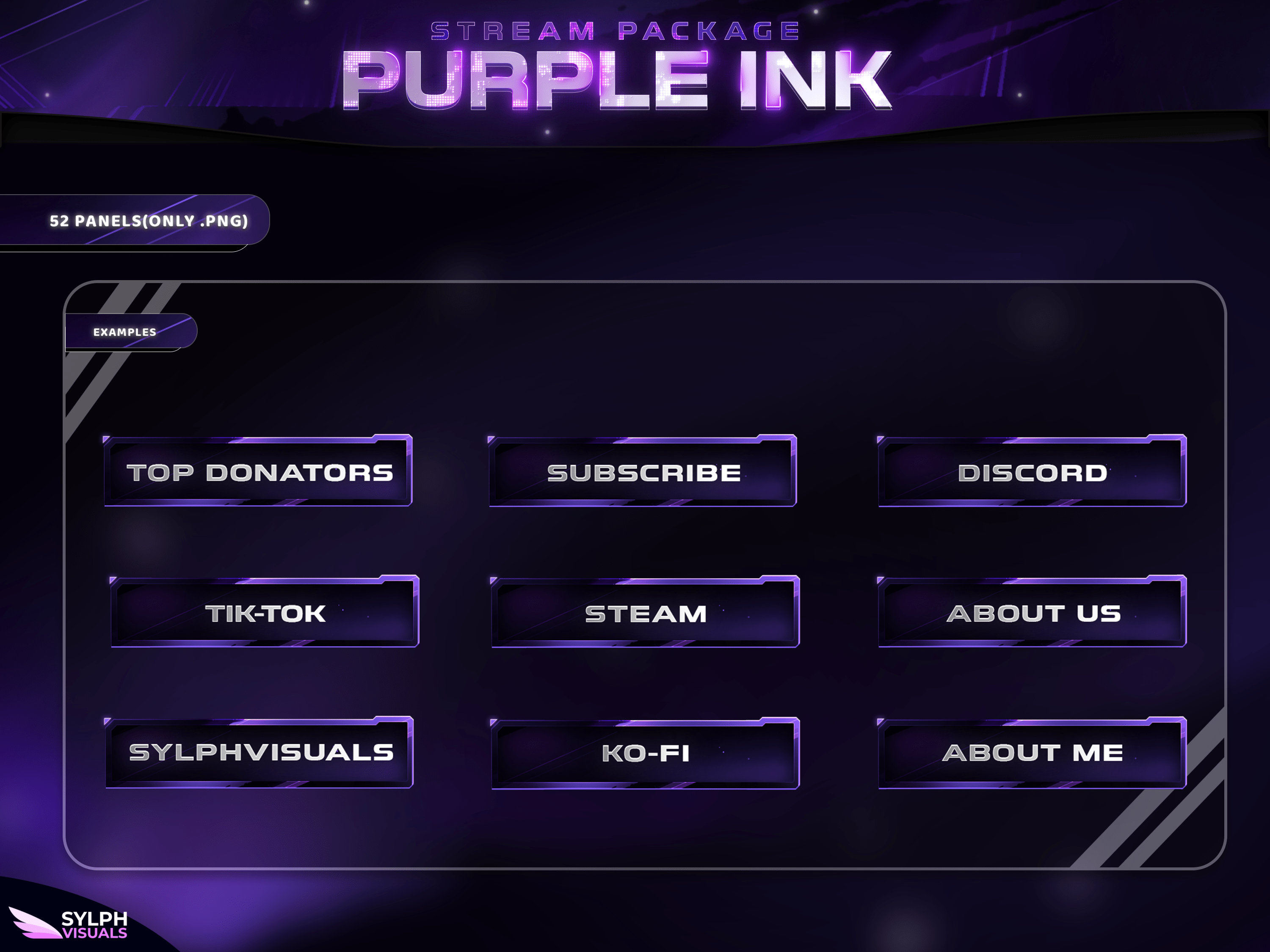 Purple Ink Twitch Overlay Animated Alerts Animated Screens Panels ...
