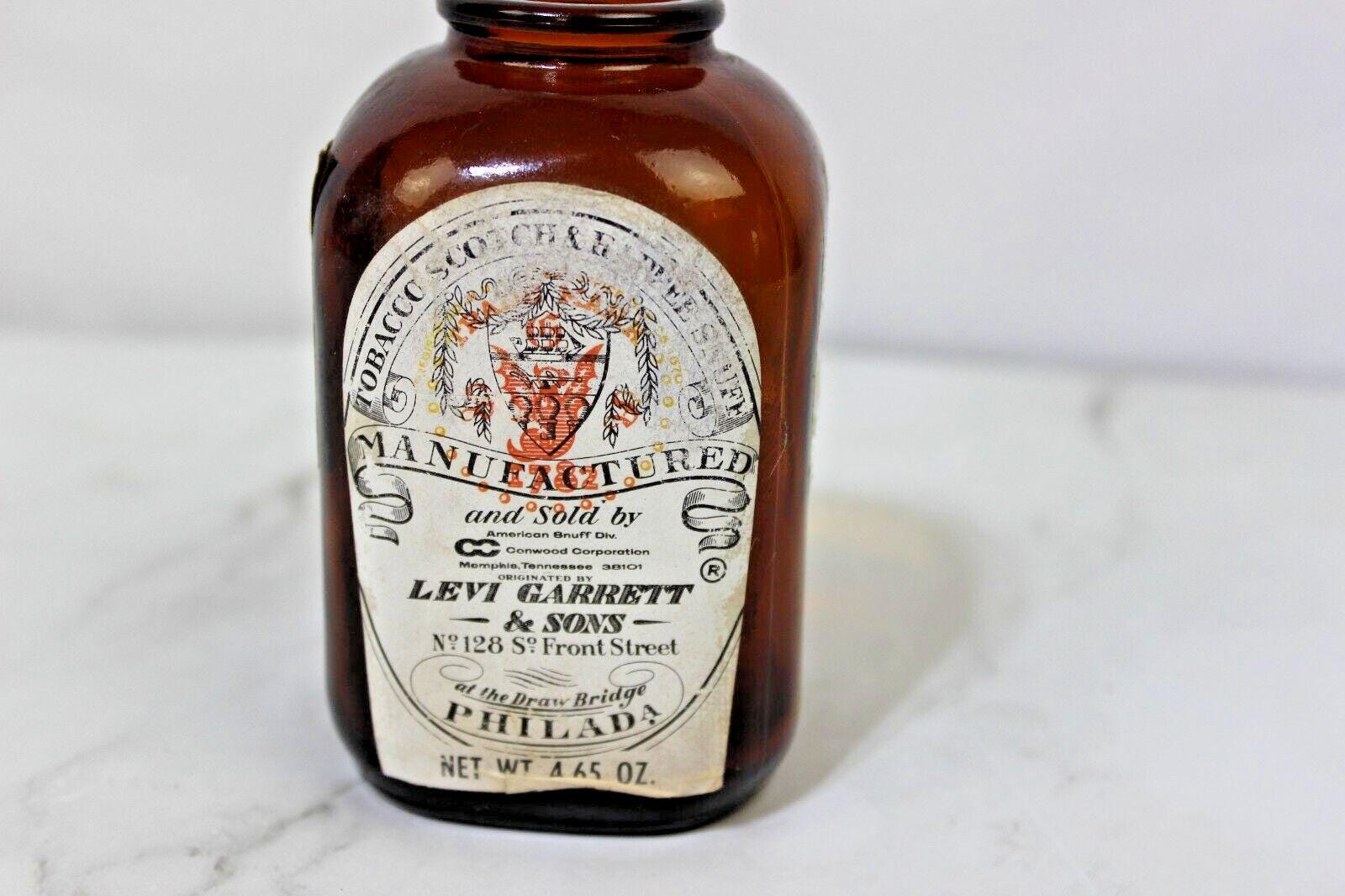Antique Labeled Snuff Bottle Tobacco Scotch & Rapper Snuff Levi Garret ...