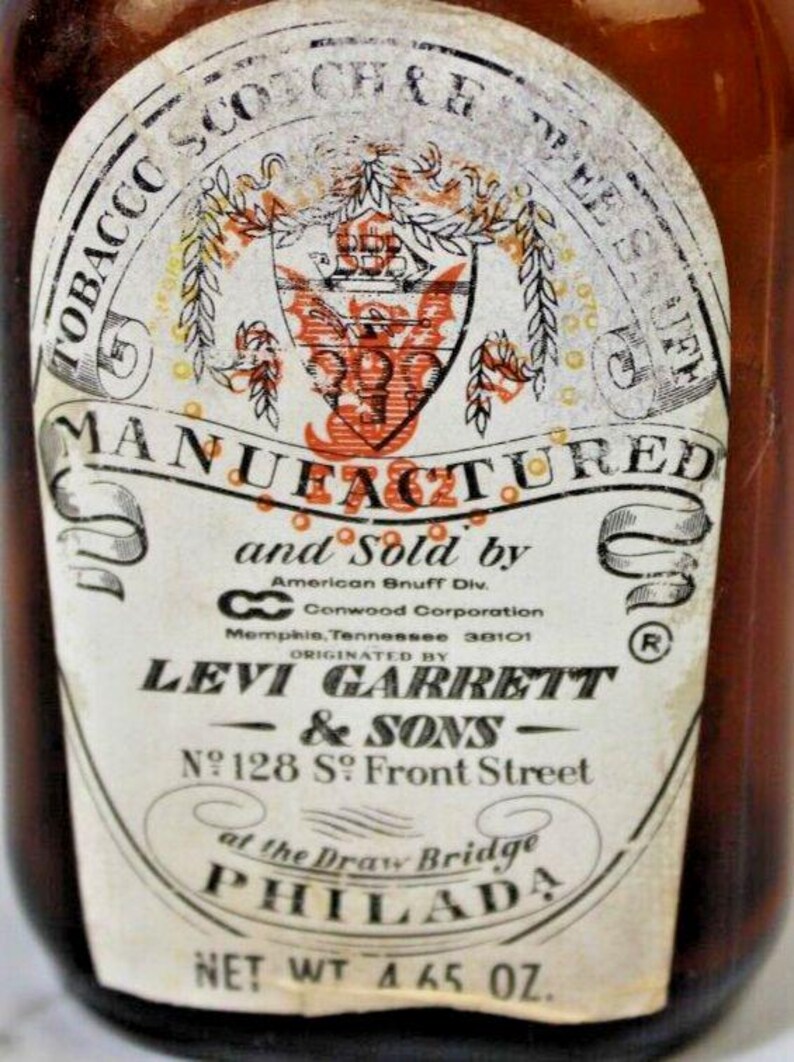 Antique Labeled Snuff Bottle Tobacco Scotch & Rapper Snuff Levi Garret ...