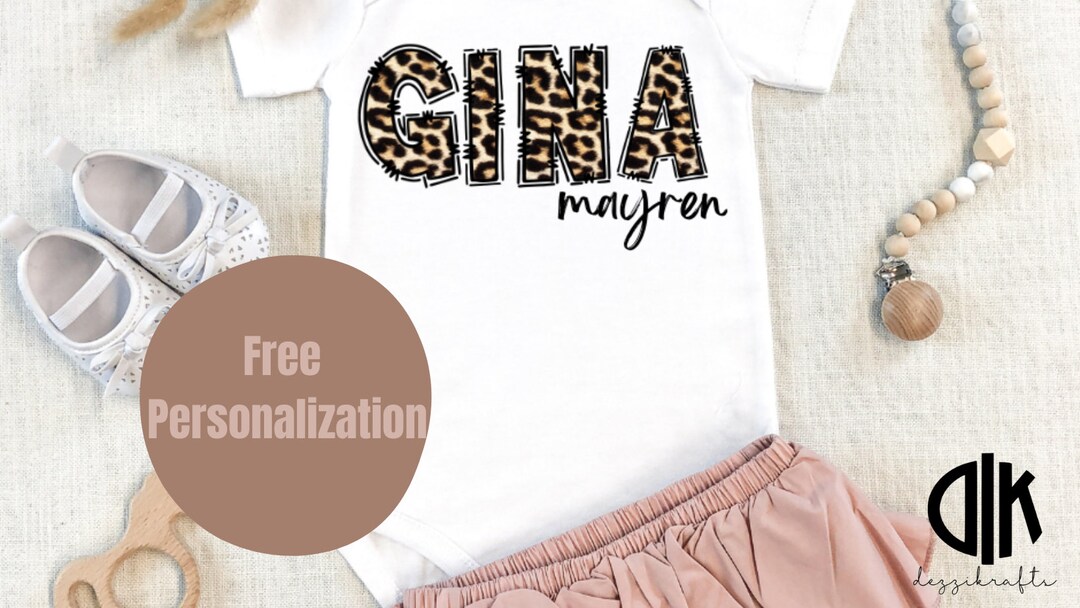 Personalized Animal Print Leopard Print Cheetah Print Name Baby Onesie ...