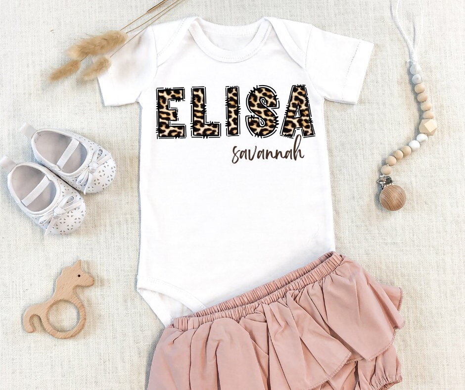 Personalized Animal Print Leopard Print Cheetah Print Name Baby Onesie ...