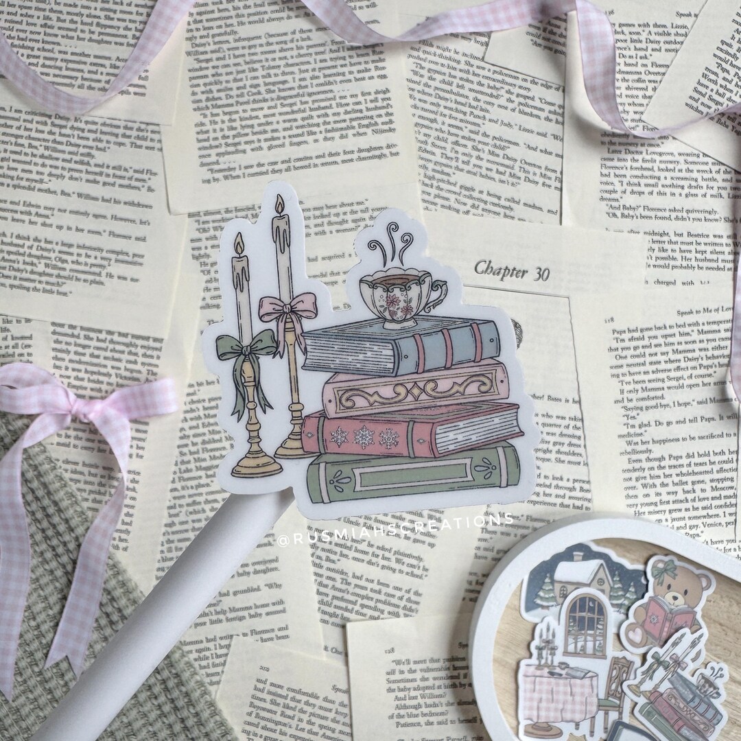 Winter Book Stack Vinyl Sticker | Bibliophile | Kindle | E-reader | Cozy Winter | Bookish ...