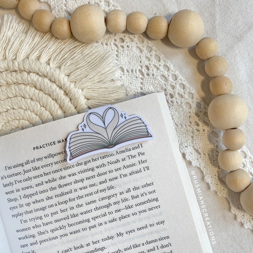 Open Book Heart Magnetic Bookmark Book Lover Bookworm Bookish Reading ...