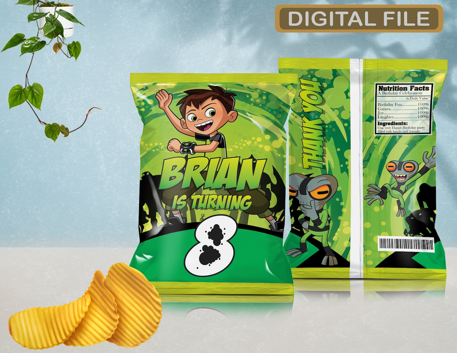 Ben 10 Chip Bags Ben 10 Digital Printable Ben 10 Treat Bag | Etsy
