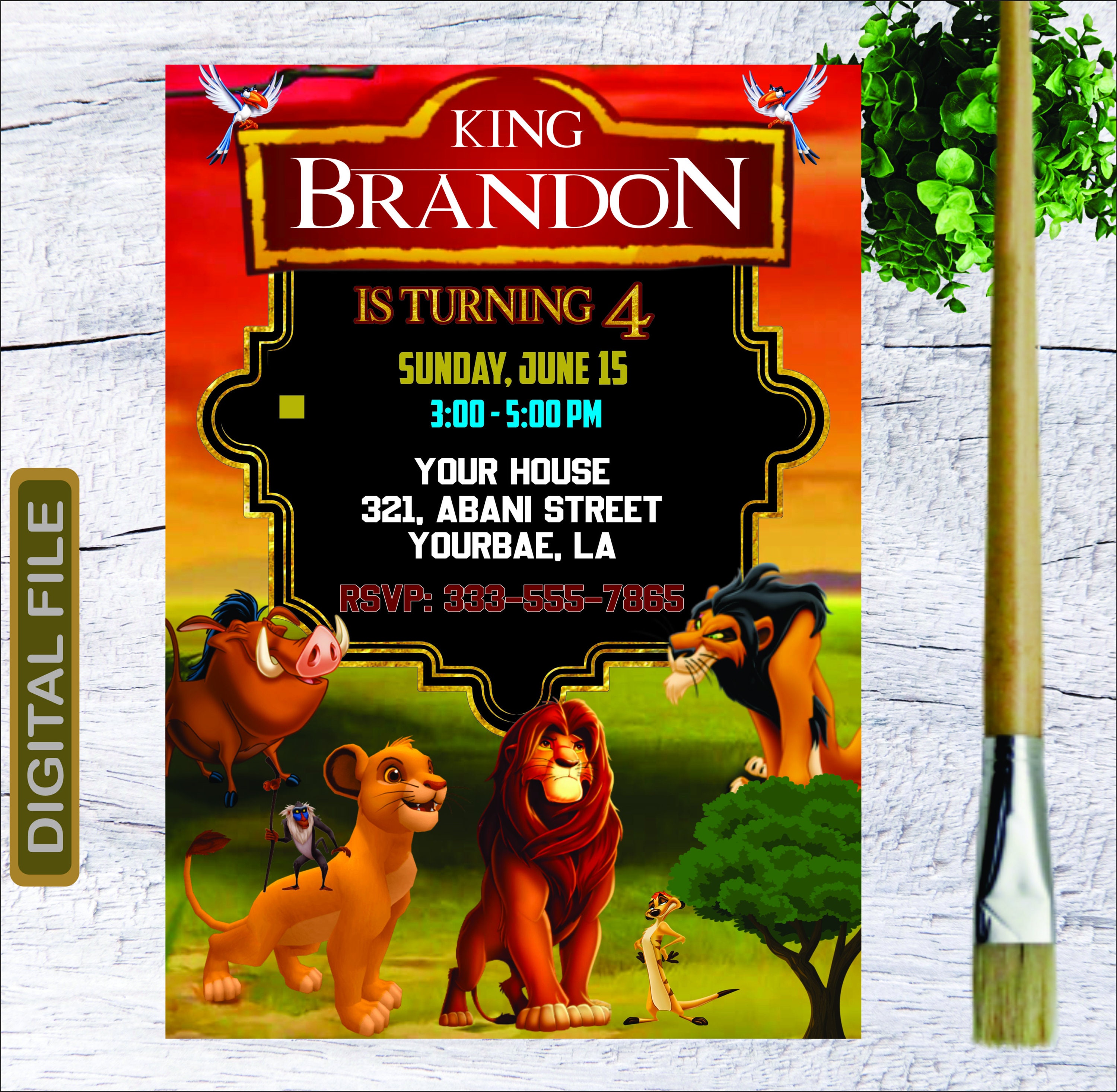 Lion King Invitations Lion King Birthday Party Lion King | Etsy