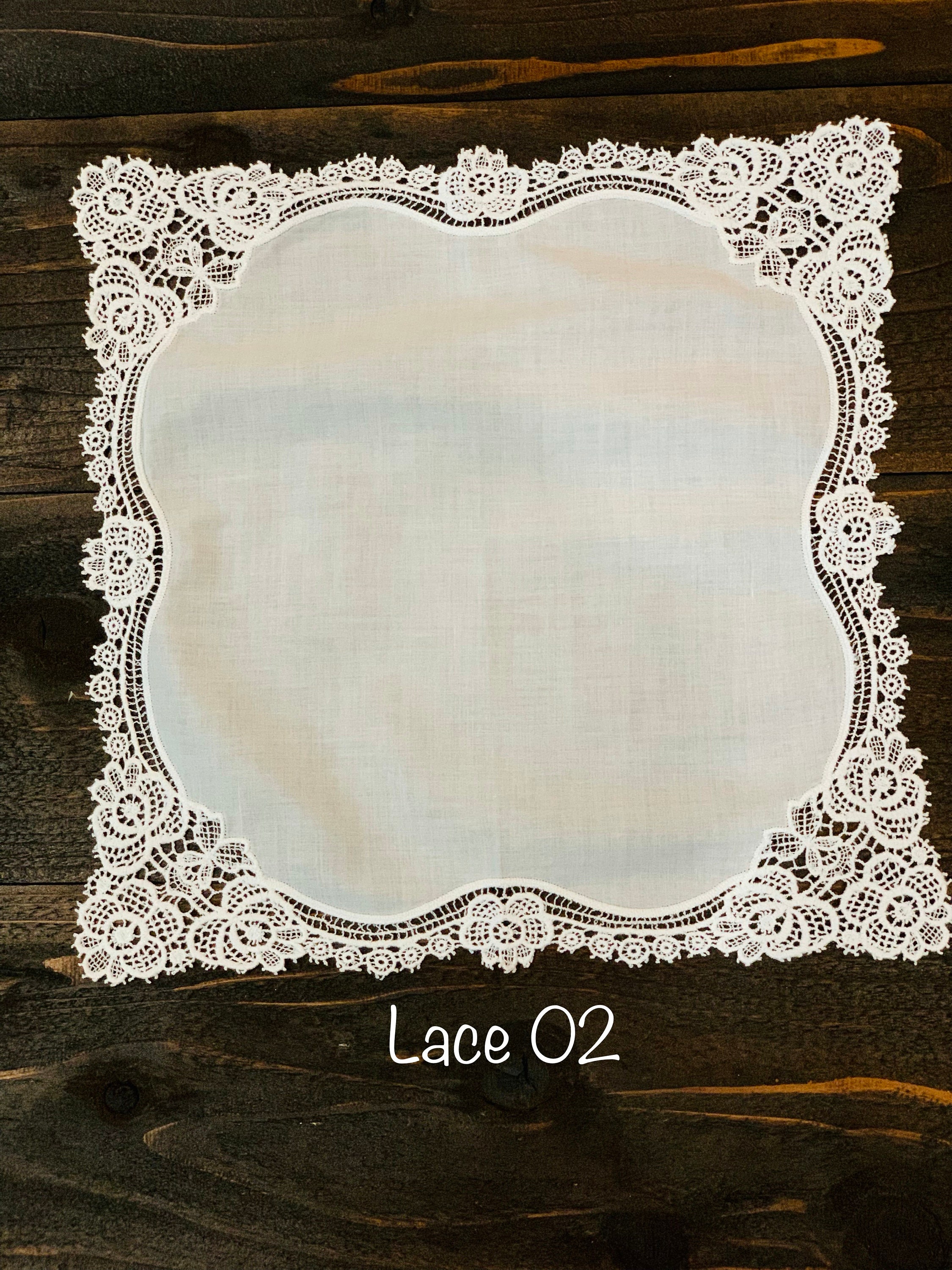 Monogrammed Lace Wedding Handkerchief: Embroidered Bridal Hankie - Etsy