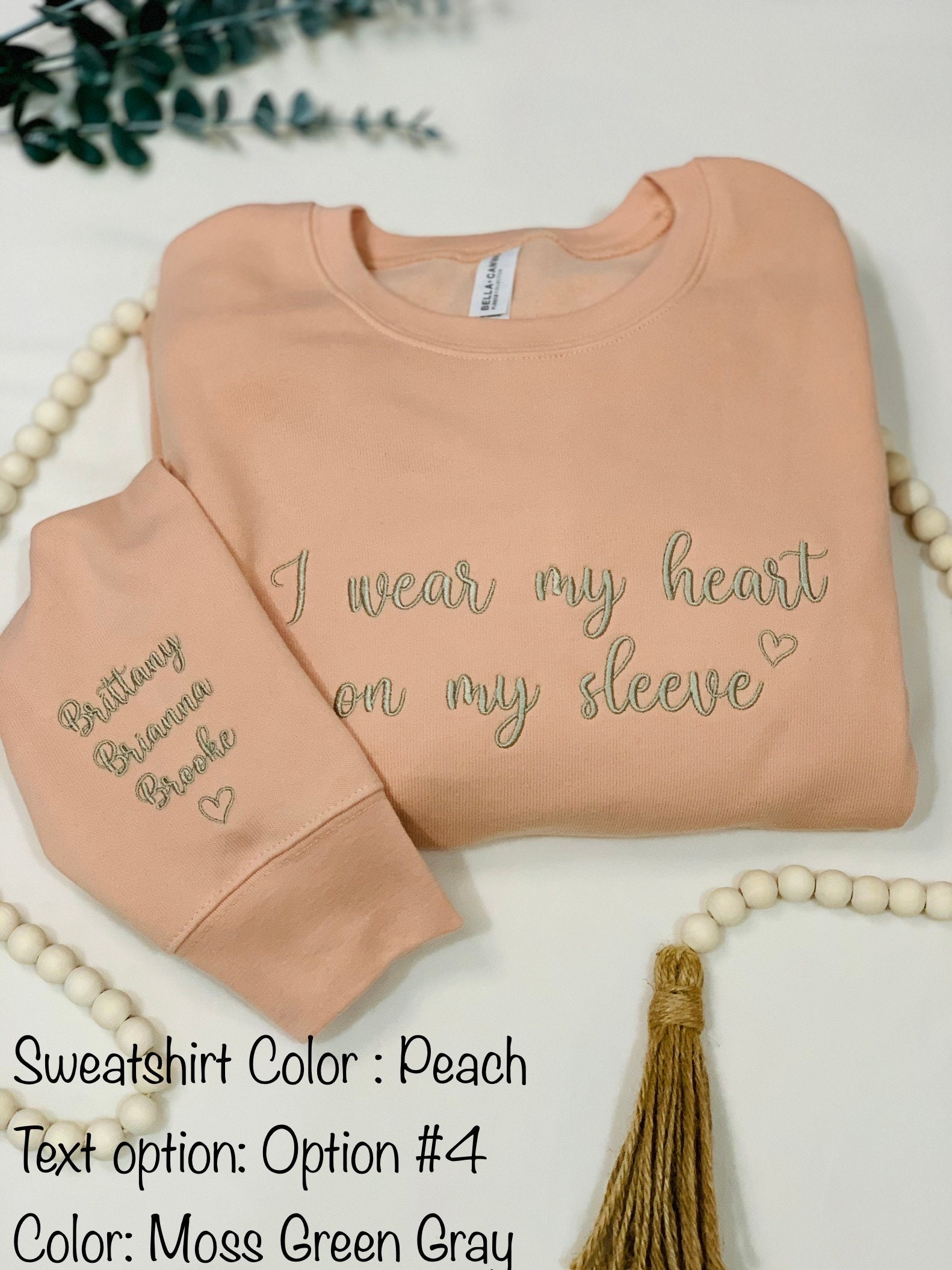 Embroidered 'heart on My Sleeve' Sweatshirt, Custom Kids Names - Etsy