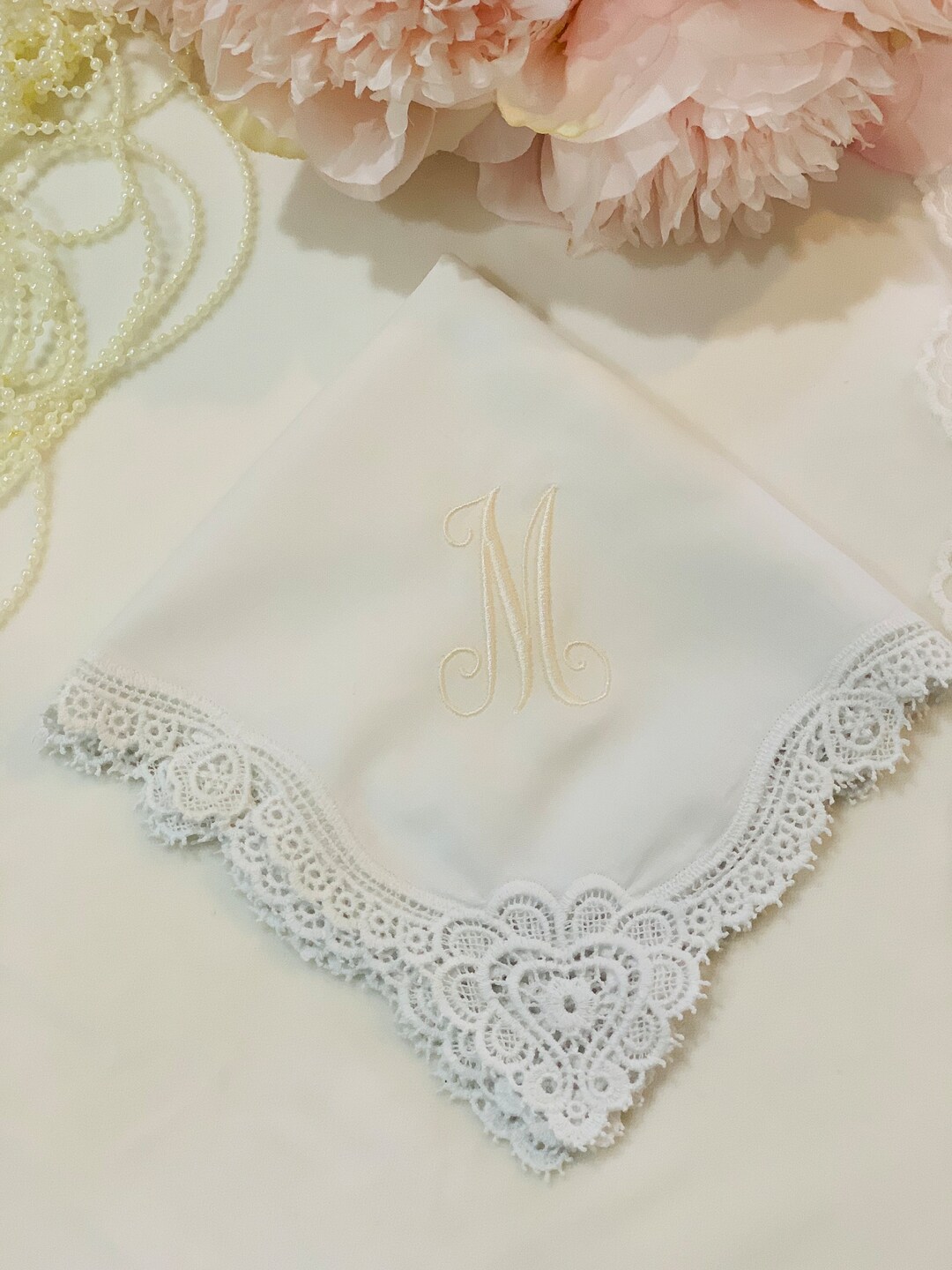 Monogrammed Wedding Handkerchief, Bridal Hankie, Embroidered Wedding ...