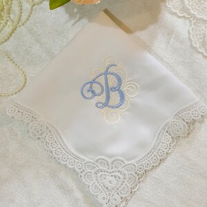Single Initial Wedding Handkerchief, Monogrammed Wedding Handkerchief ...