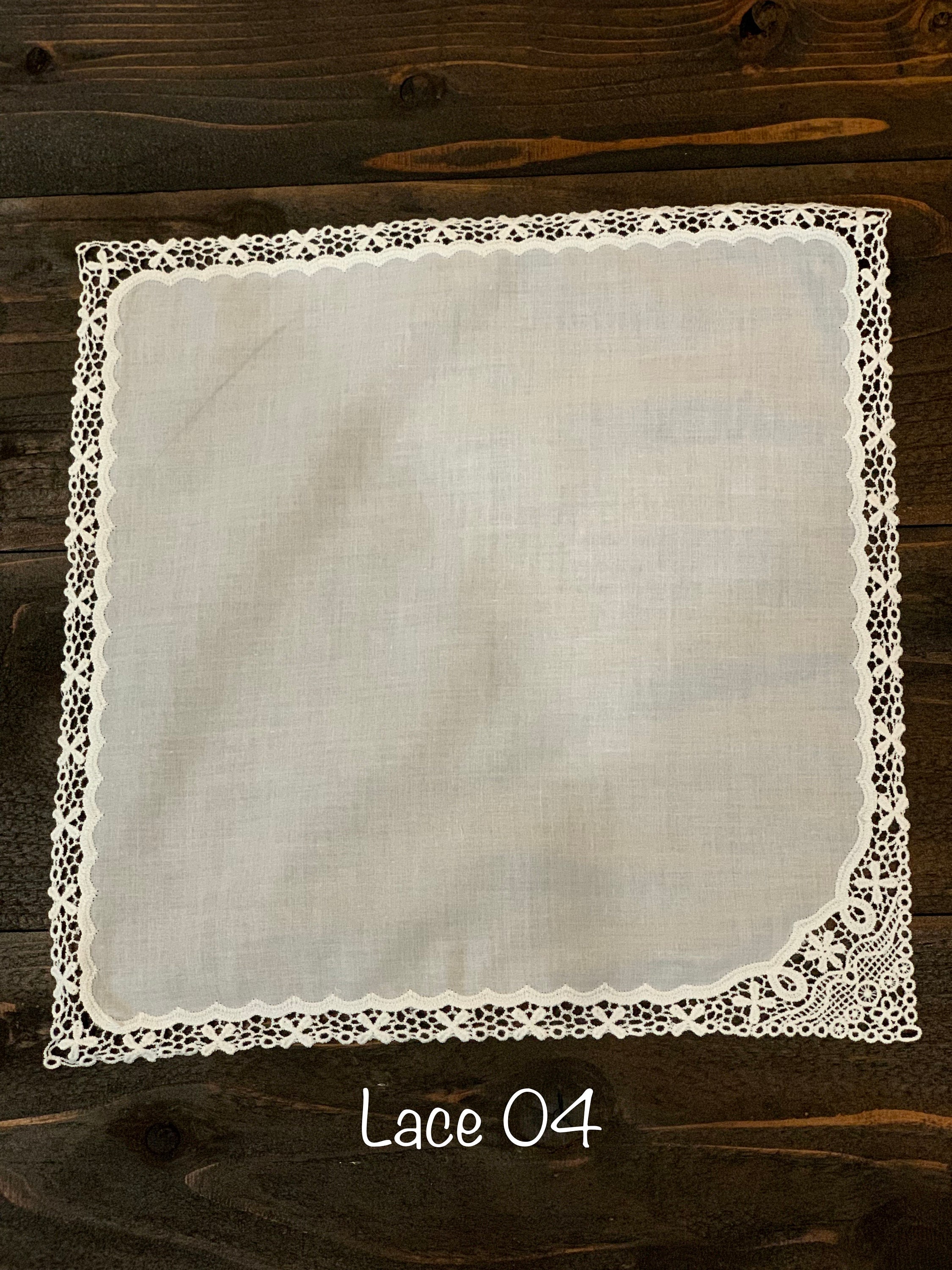 Monogrammed Lace Wedding Handkerchief: Embroidered Bridal Hankie - Etsy