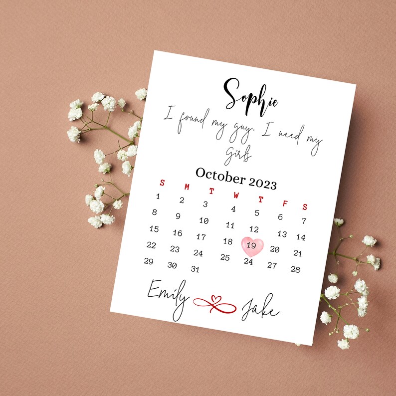 Bridesmaid Proposal Calendar Card Save the Date Proposal Calendar ...