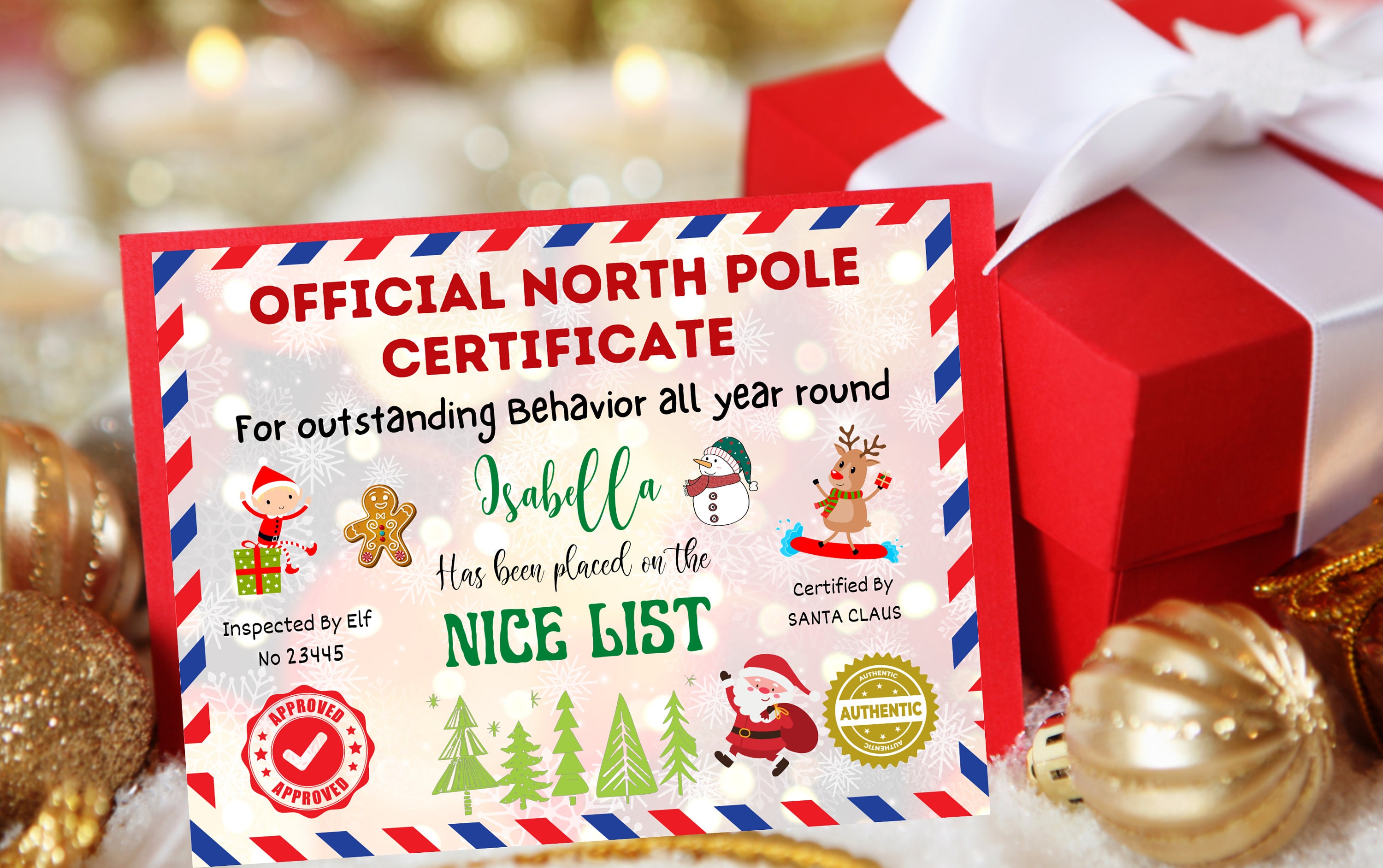 Printable, EDITABLE Santa Claus Official Nice List Certificate Letter ...