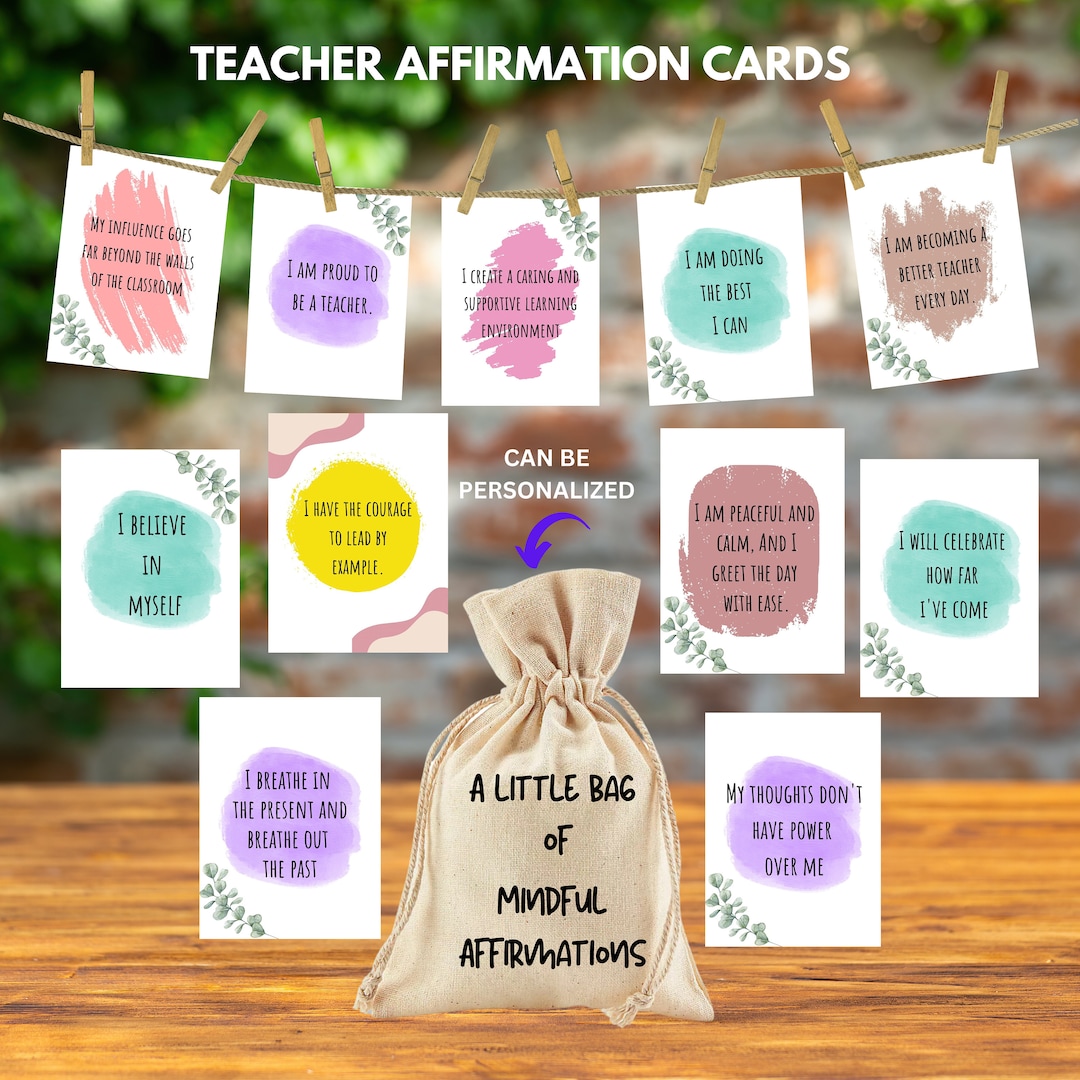 Teacher Affirmations Bag, Positive , Daily Affirmations, Teacher Gifts ...