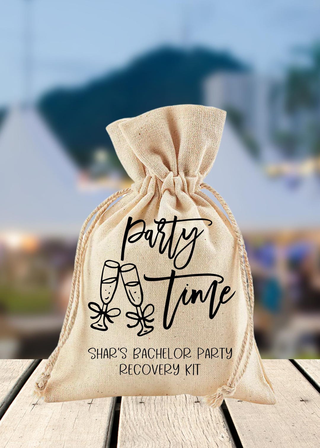 Hangover Recovery Kit Party Time Drawstring Bag Custom Bachelorette ...