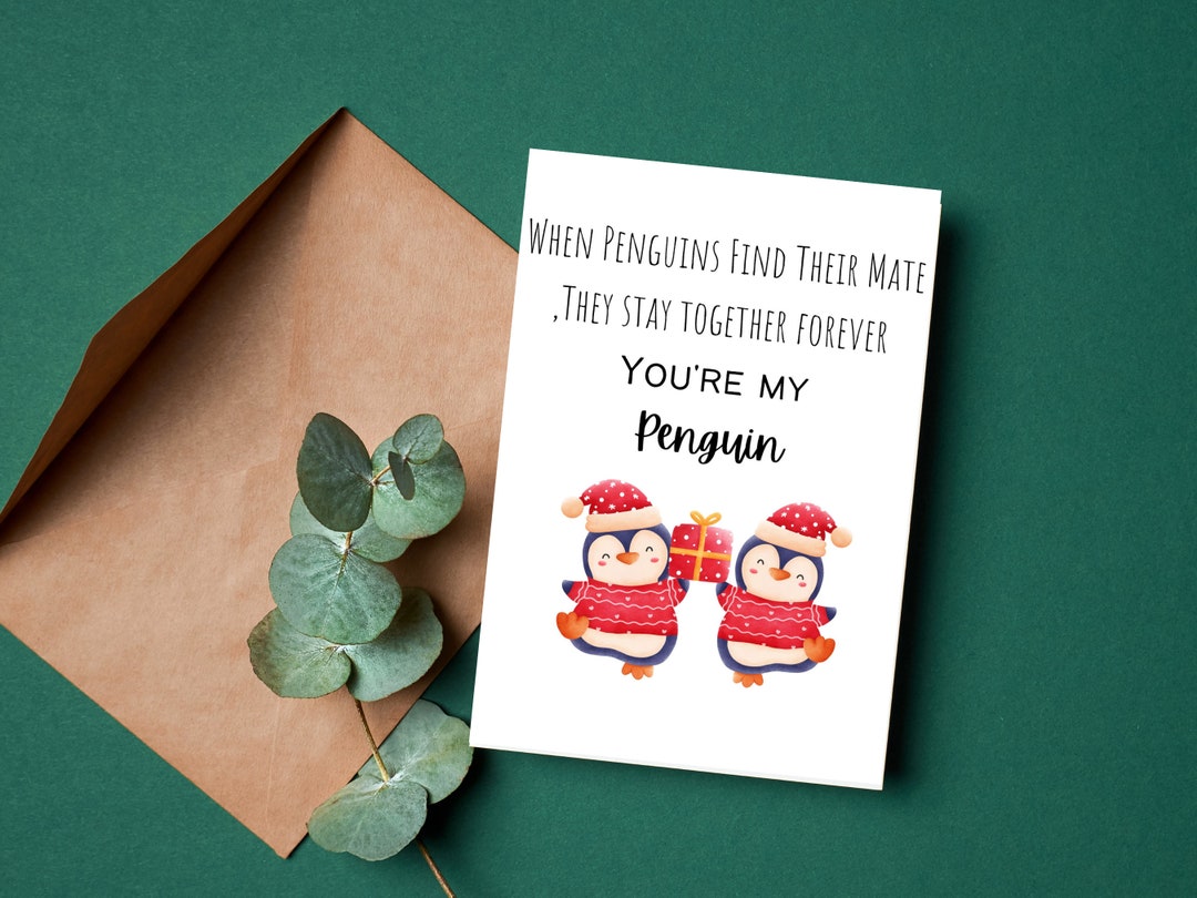 Romantic Cute Penguin Greeting Card for Husband Xmas Card - Etsy