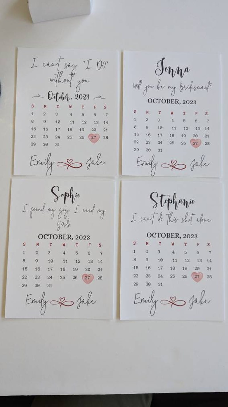 Bridesmaid Proposal Calendar Card Save the Date Proposal Calendar ...