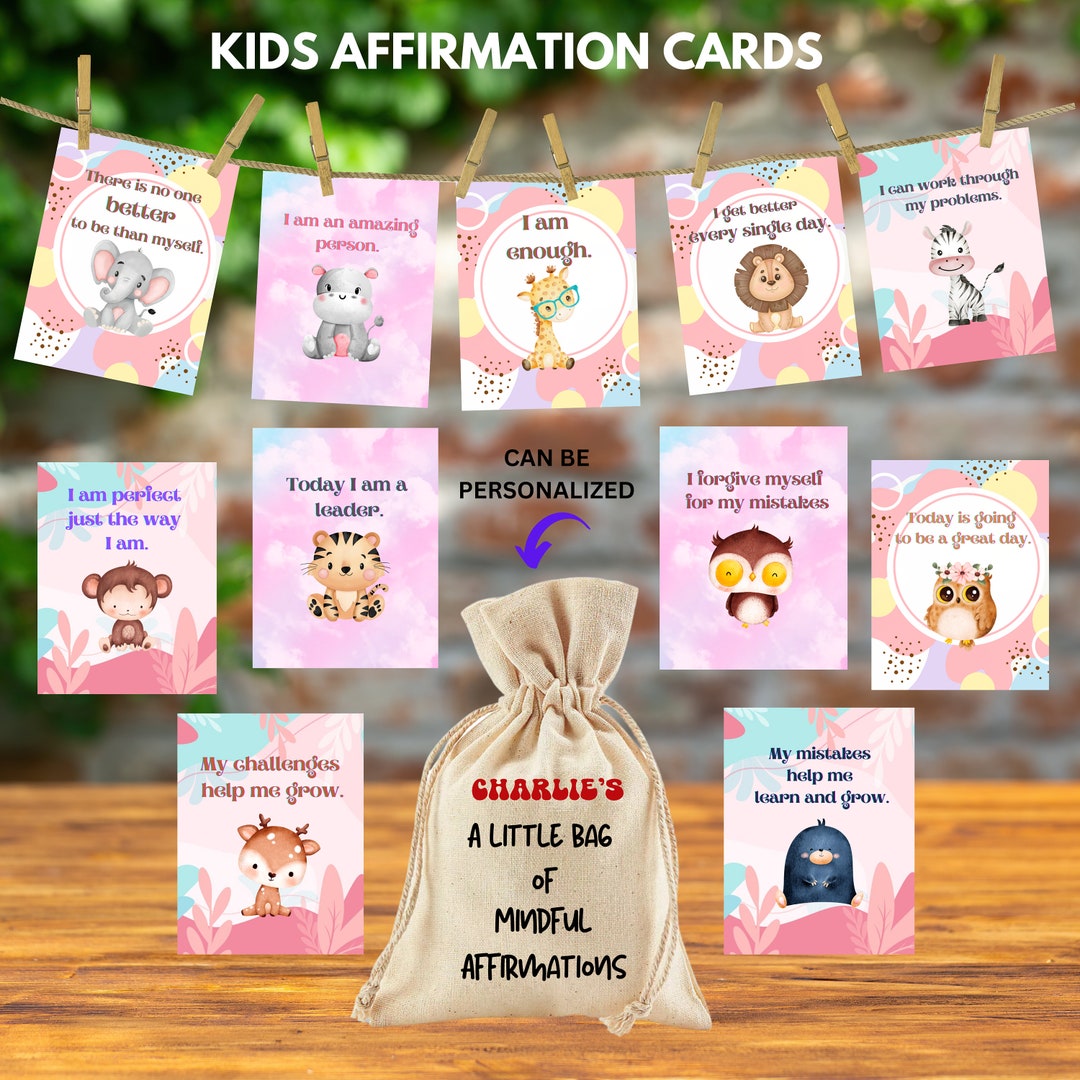 Personalized Gift for Kids, Affirmation Cards Set, Mindfulness Gift for ...