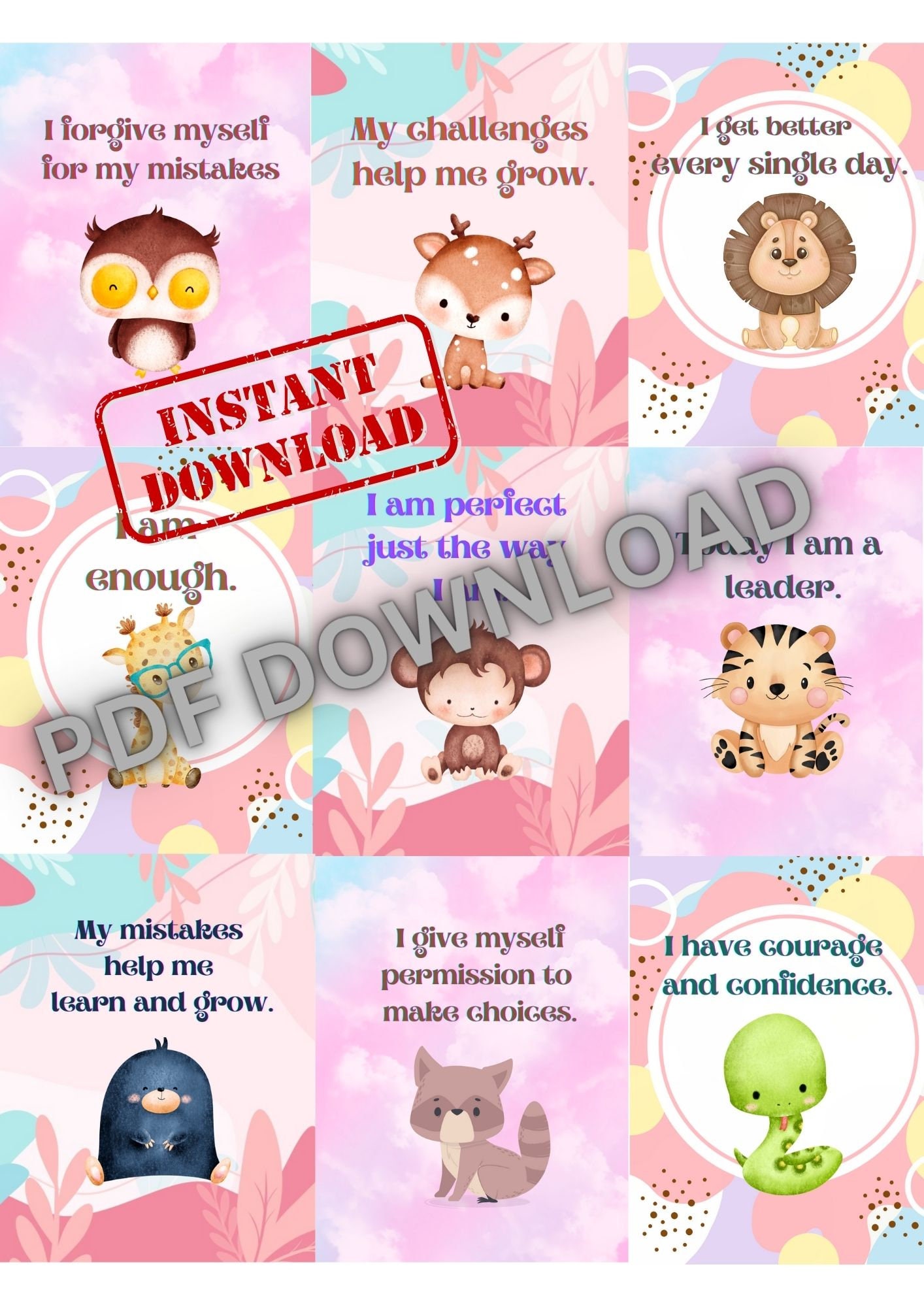 Children's Positive Affirmation Cards Digital Download Encouragement ...