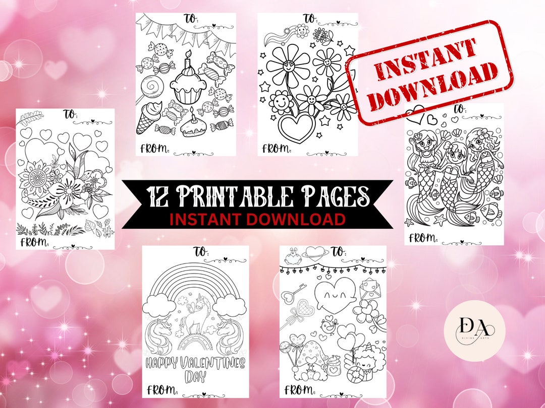 Valentine Printable, Coloring Pages, Printable Retro Valentine Color ...