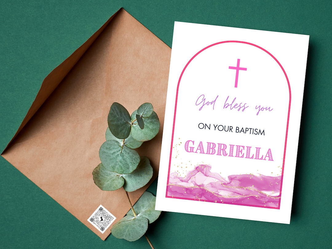 Cute Baptism Card for Daughter, Personalized Baptism Card, Baptism Card ...