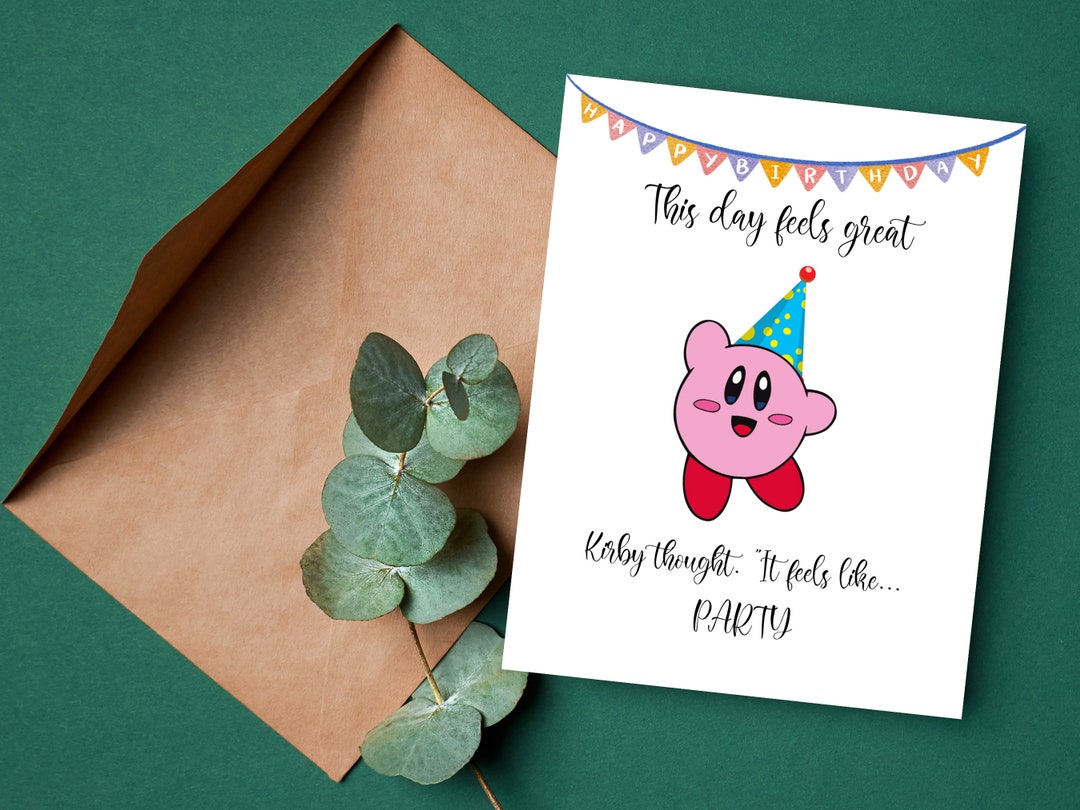 Kirby Birthday Card, Anime Card, Nintendo Fan Card, Video Game Lover ...