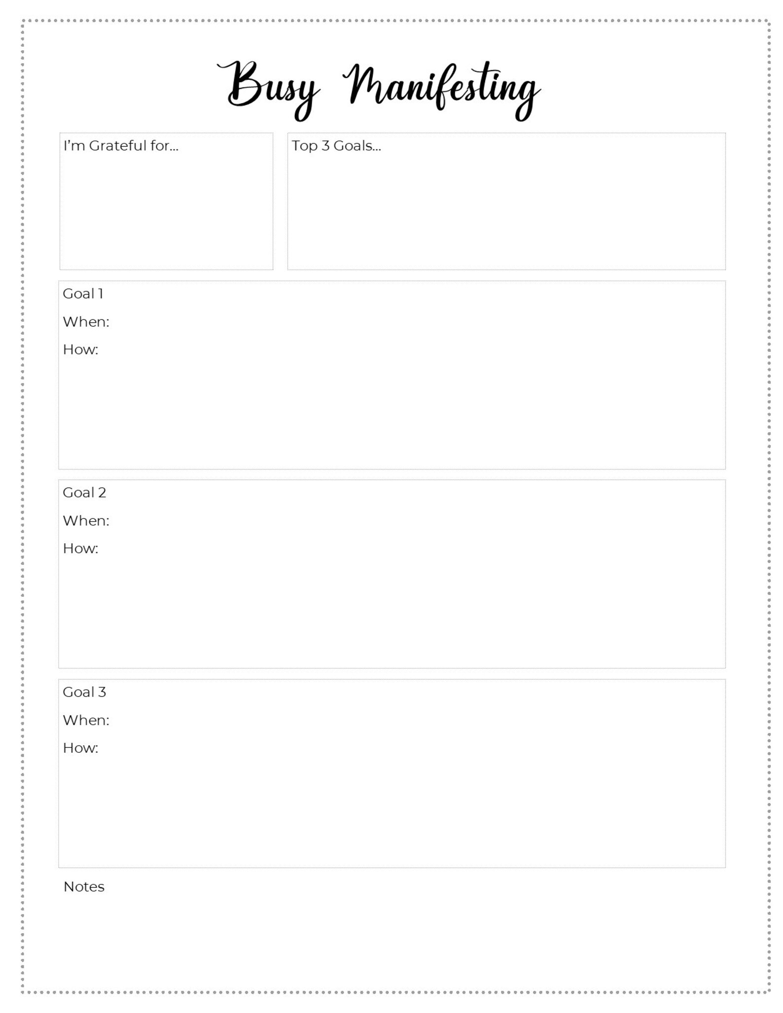 MANIFEST GOAL SETTING Printable pdf Editable pdf Career | Etsy