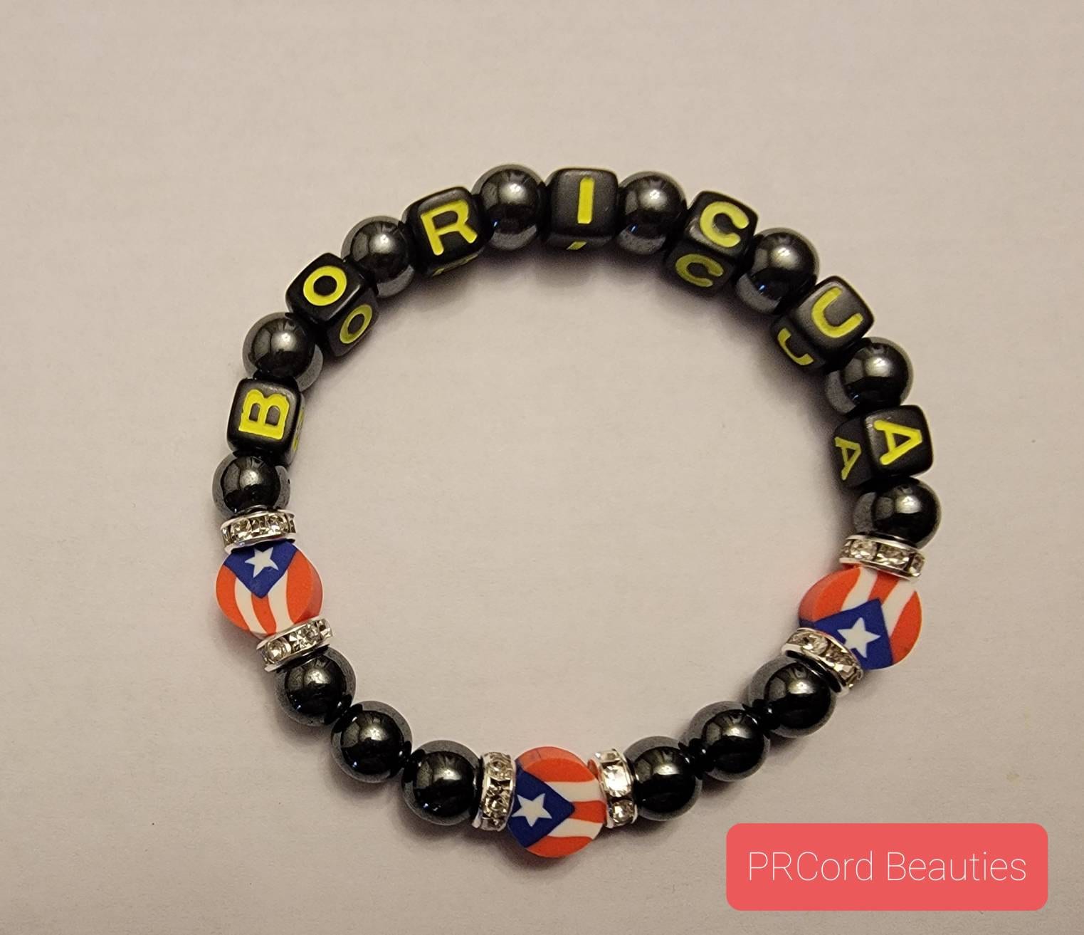 Boricua Bracelets Puerto Rican Flag Bracelets Hematite Gold Obsidian ...