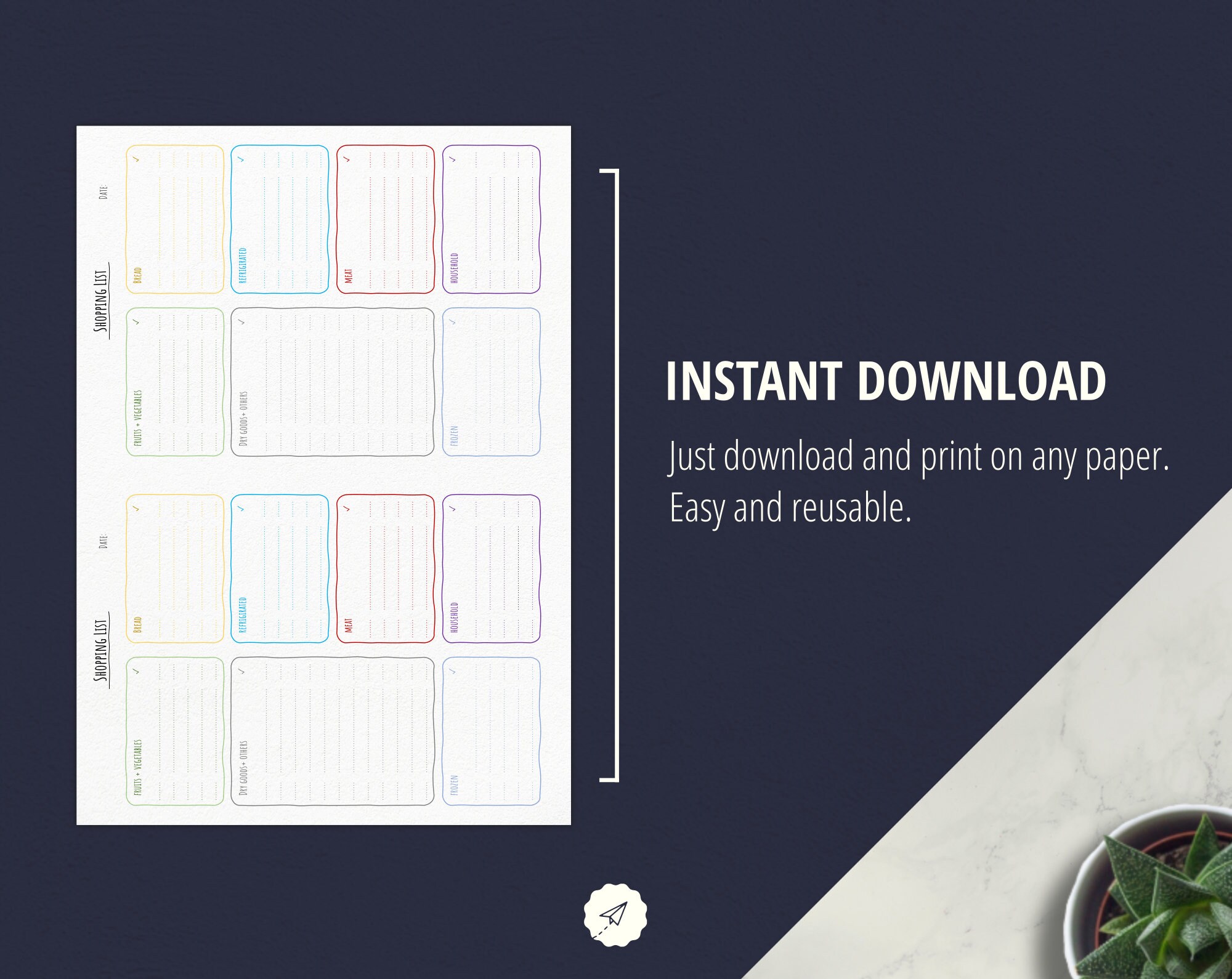 Cute Grocery List Simple Shopping List Printable Todo List - Etsy