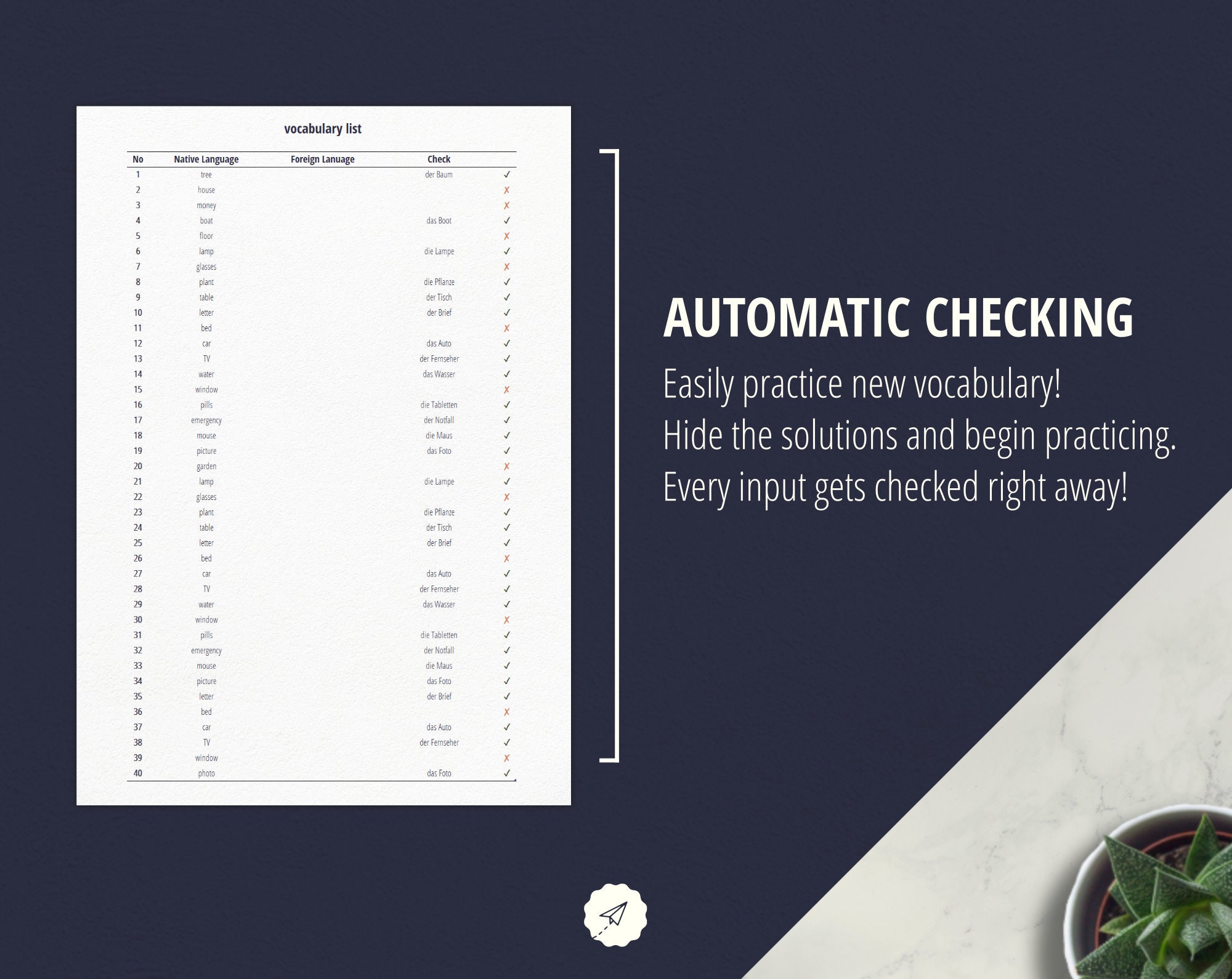 Excel Vocabulary List | Vocabulary Word Practice Tool | Language Study ...