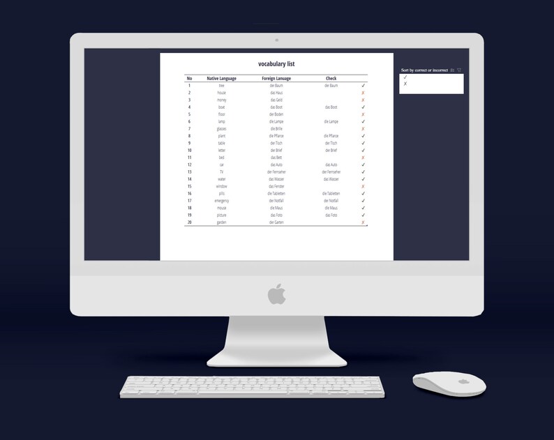 Excel Vocabulary List Template | Language Learning (digital Download ...