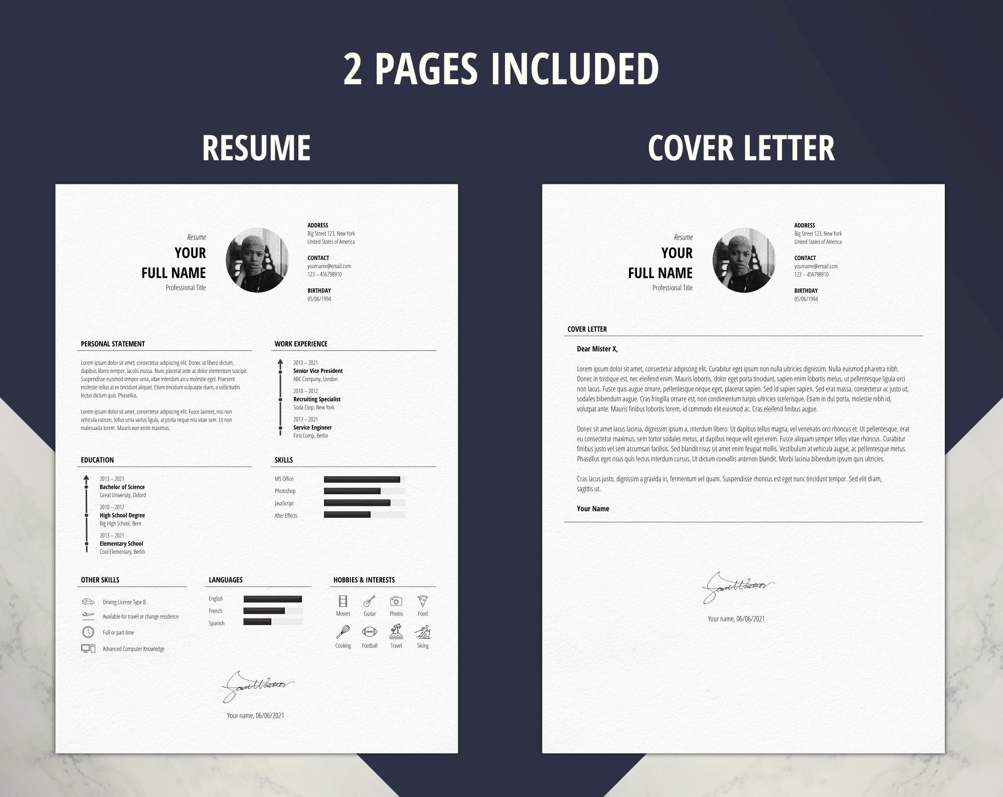 Minimalist Resume Template Word Minimalist CV Template Word, Cover ...