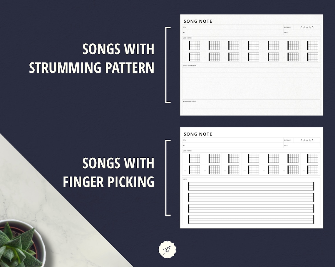 Guitar Notes Printables, Guitar Notes Template, Guitar Chords Notebook ...