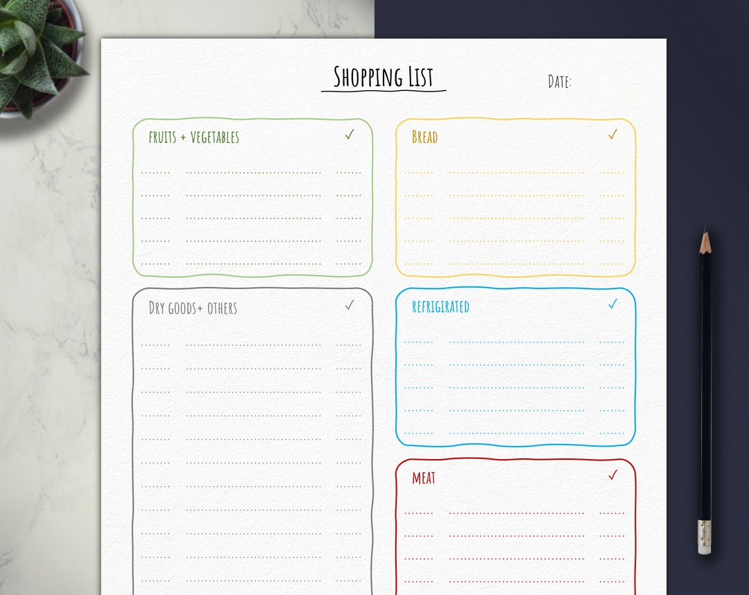 Cute Grocery List, Simple Shopping List, Printable Todo List, for ...