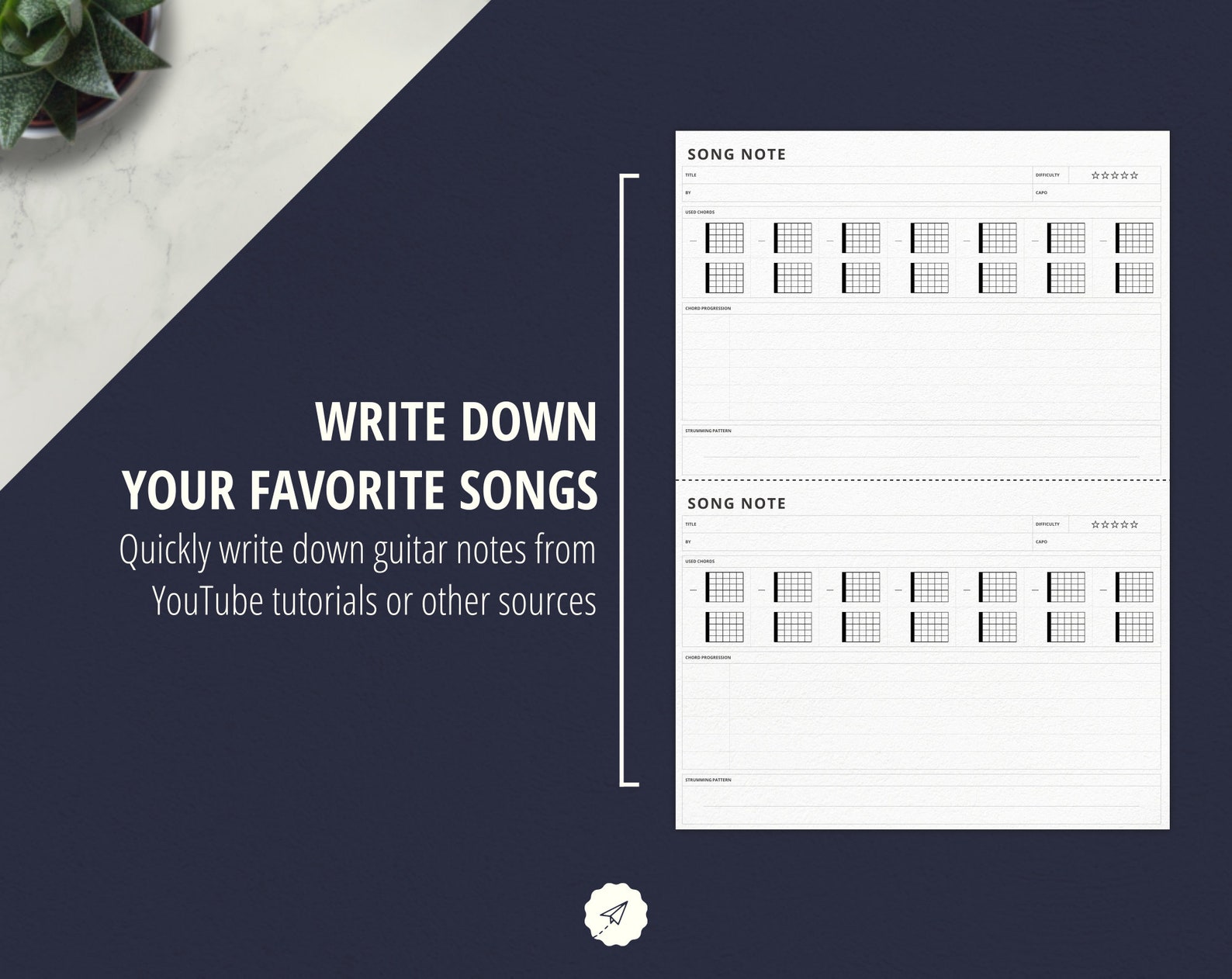 Guitar Notes Printables, Guitar Notes Template, Guitar Chords Notebook ...