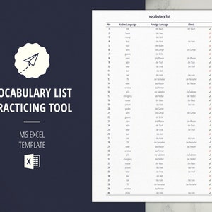 Excel Vocabulary List | Vocabulary Word Practice Tool | Language Study ...