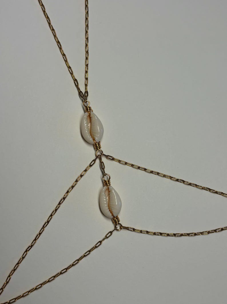 Cowrie Shell Hand Chain Bracelet | 18k Gold Plated Coastal Boho ...