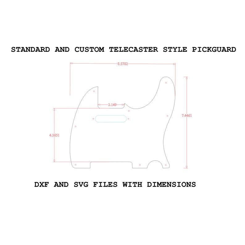 Telecaster Style Pickguards. Standard and Custom. DXF and SVG Files ...