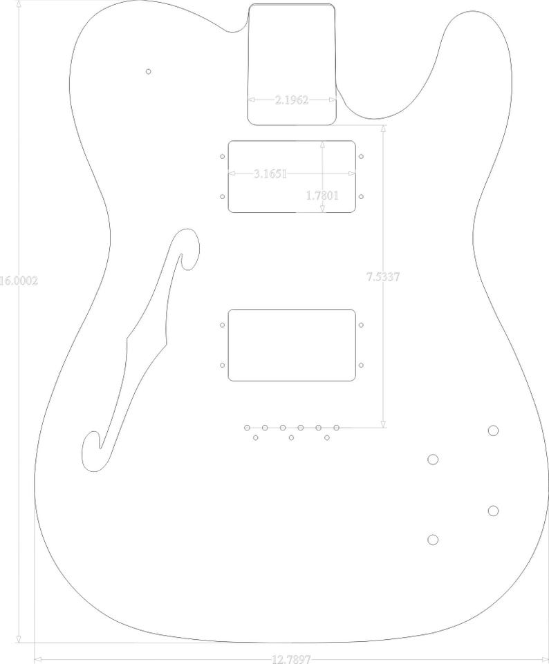 Thinline Style Telecaster Body, DXF File, Vcarve File, CNC, Guitar Body ...