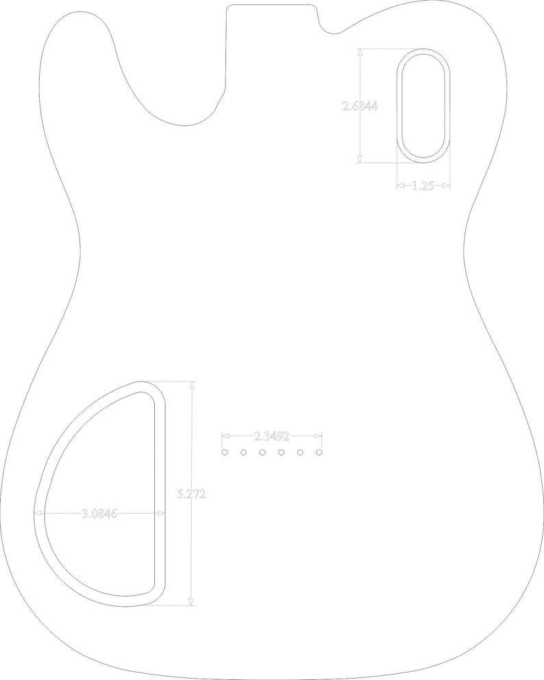 Thinline Style Telecaster Body, DXF File, Vcarve File, CNC, Guitar Body ...