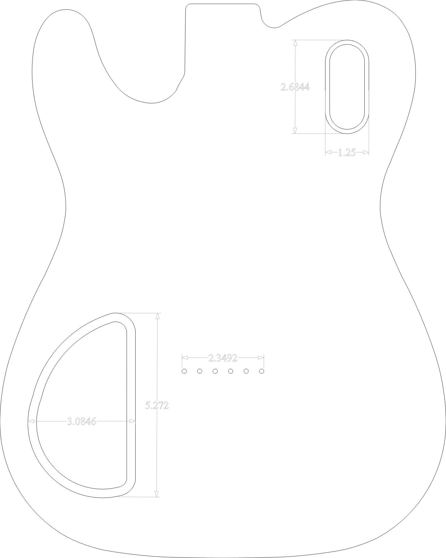 Thinline Style Telecaster Body, DXF File, Vcarve File, CNC, Guitar Body ...
