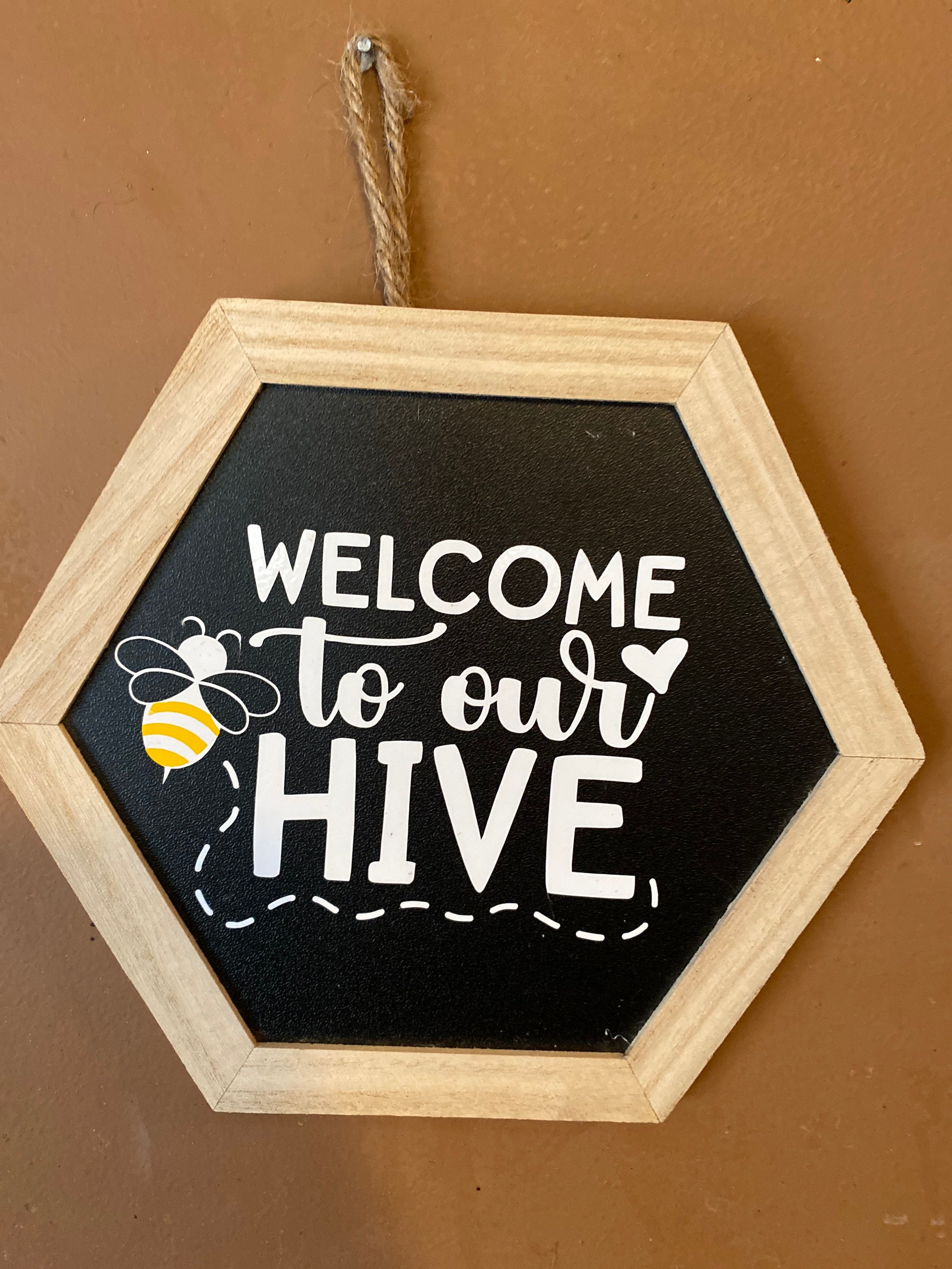 Welcome to Our Hive, Honeycomb Shaped Wall Hanging Sign. - Etsy