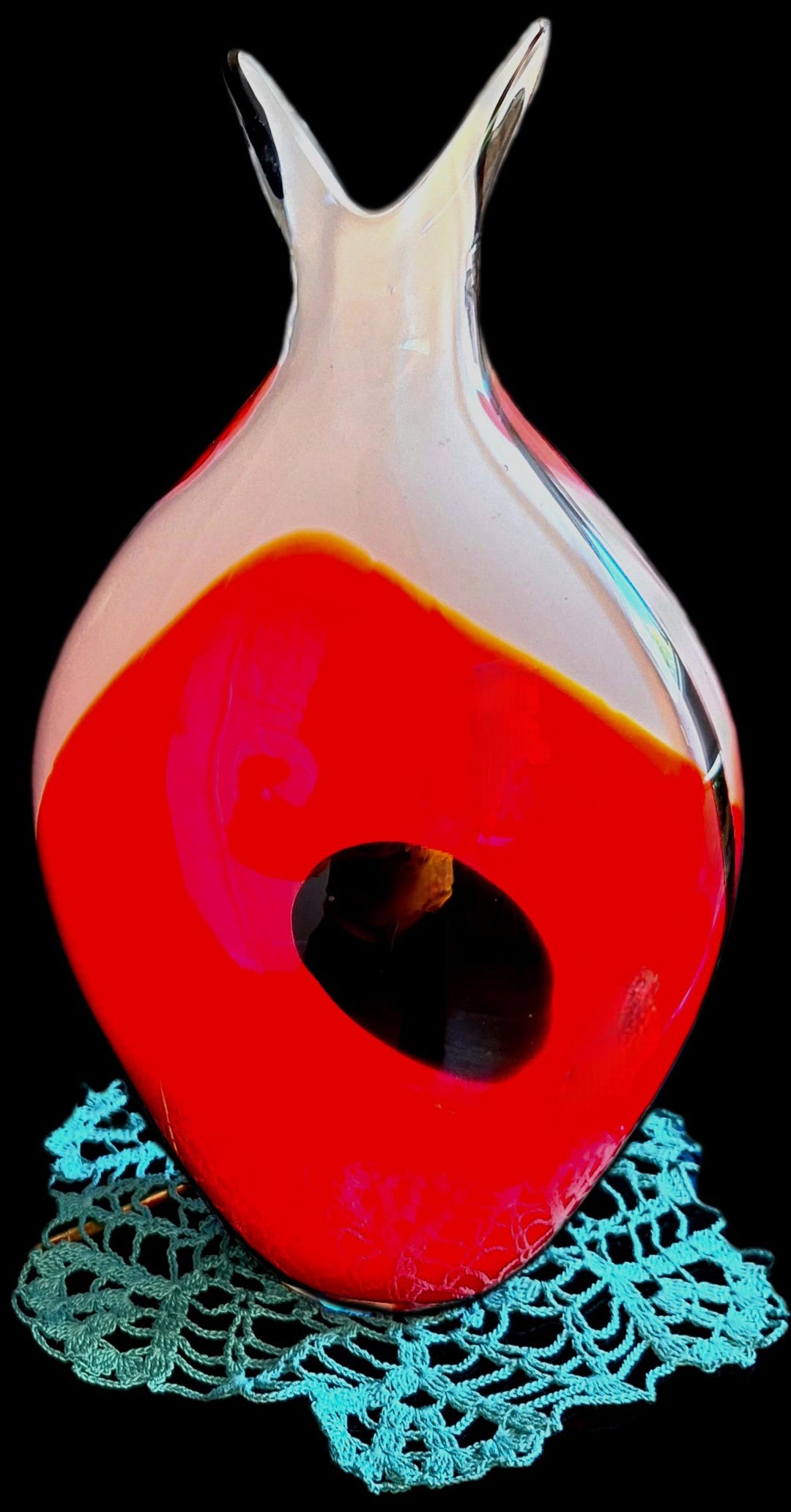 Stunning Free Form, Blown Glass Vase, Abstract Design in Color and Form ...