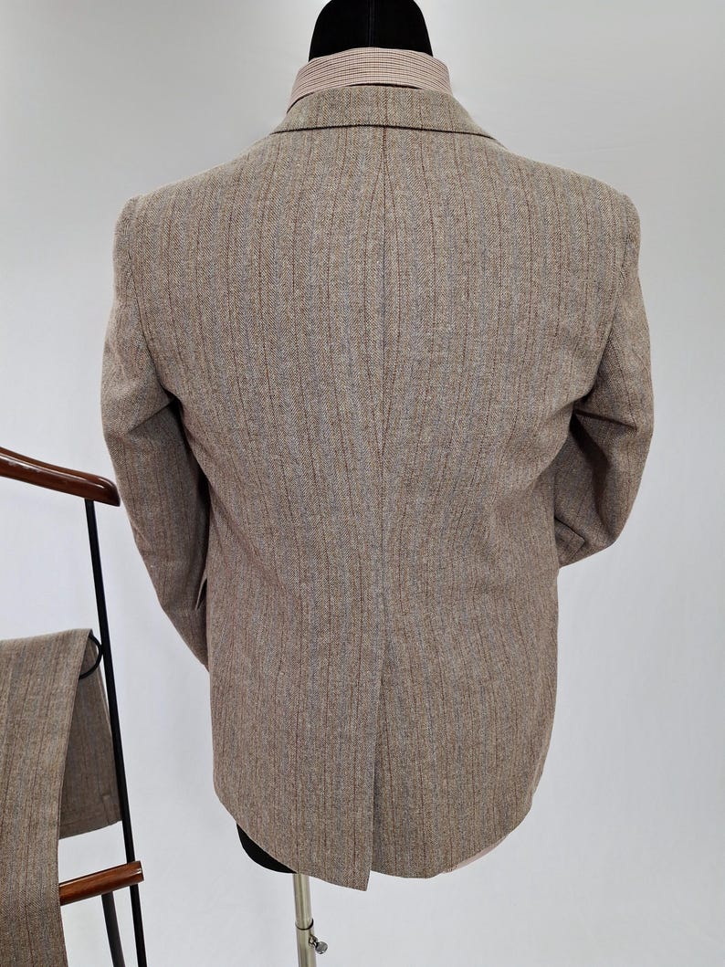 1970s Historic British Posh Austin Reed Wool Suit: Herringbone Stripe ...