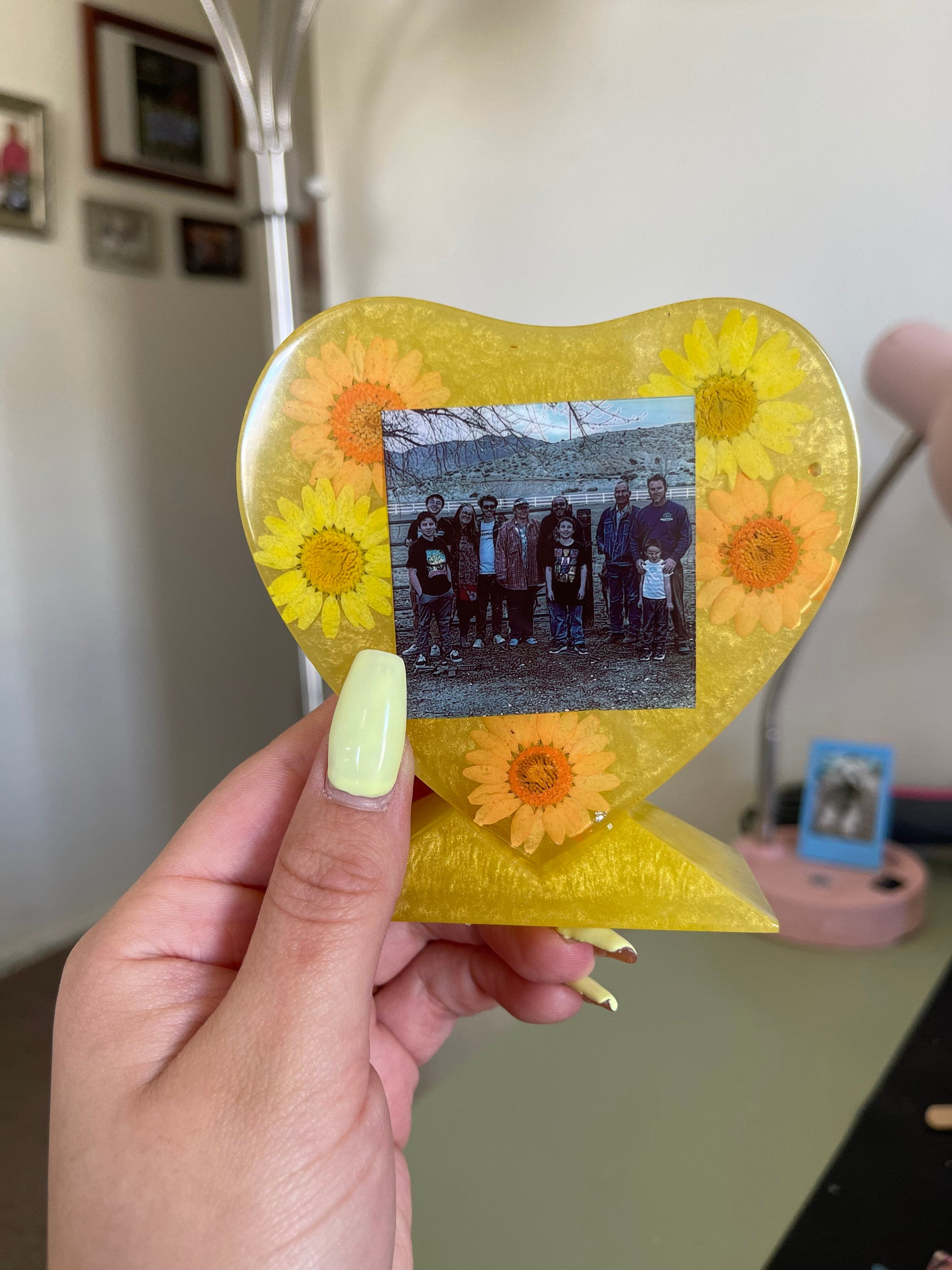 Personalized Heart-shaped Resin Photo Frame With String Lights| Custom ...